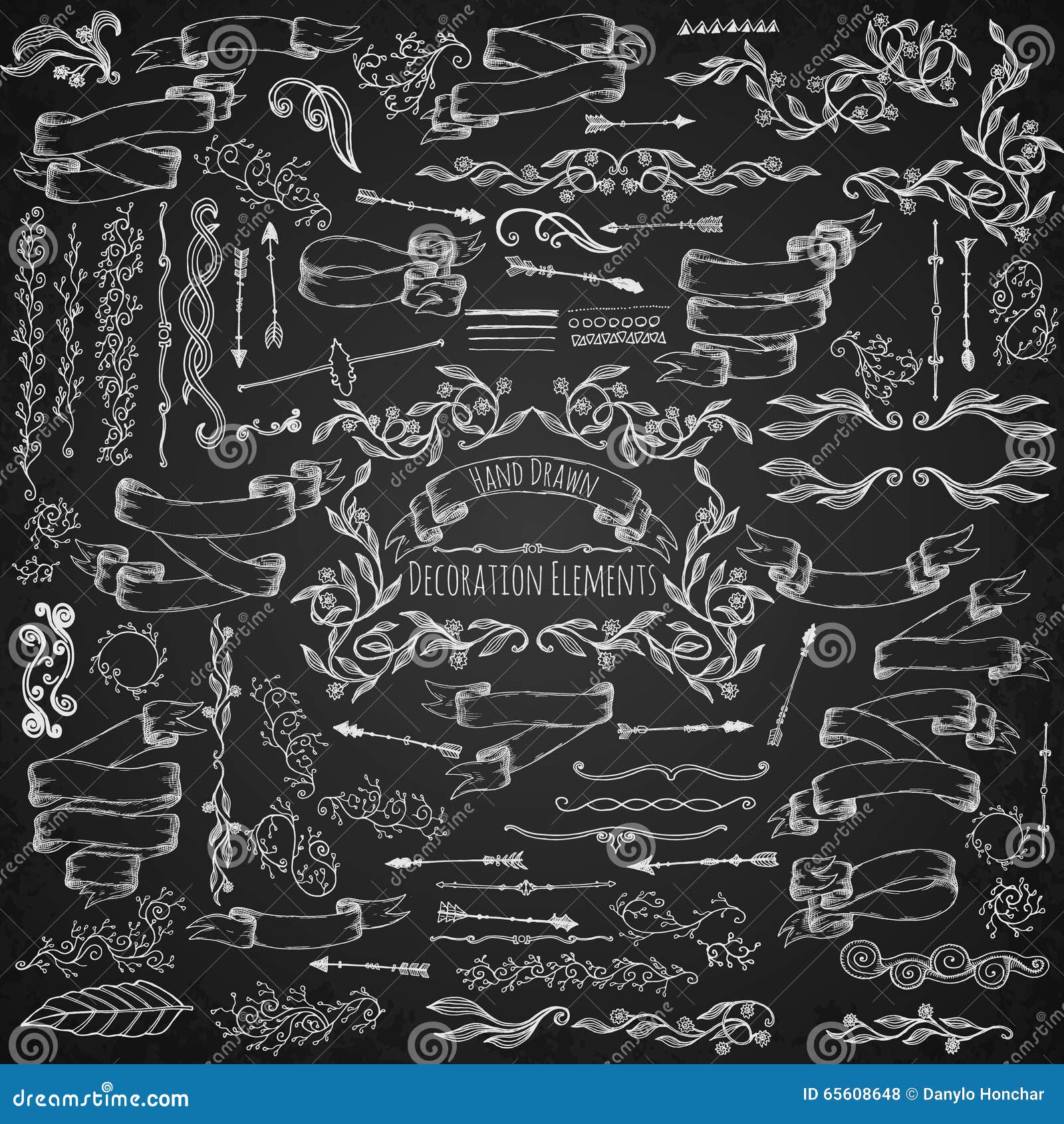 Hand Drawn Decoration Elements. Stock Vector - Illustration of border ...