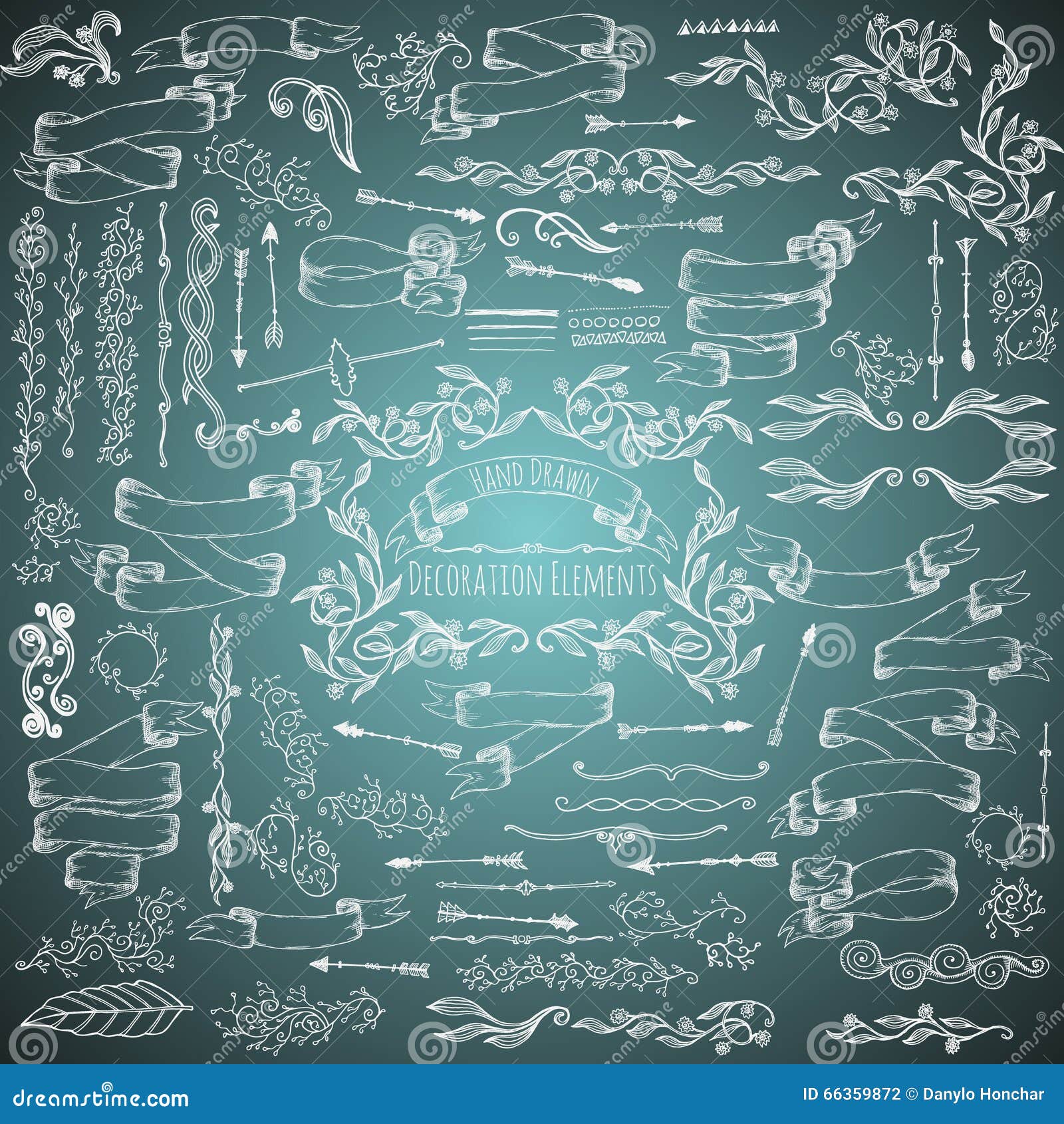 Hand Drawn Decoration Elements. Stock Vector - Illustration of flourish ...