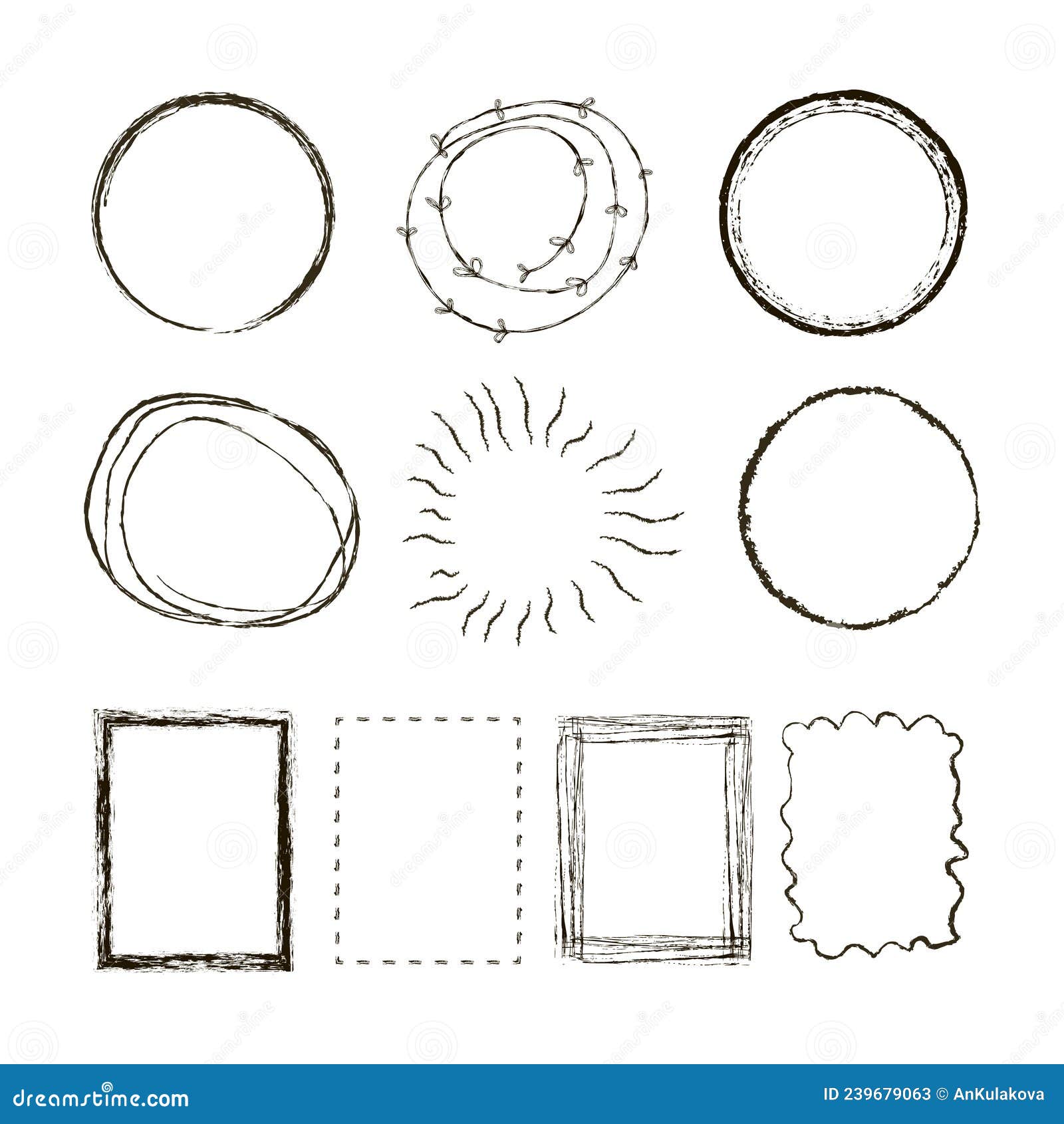Hand Drawn Decorative Borders and Frames Stock Vector - Illustration of ...