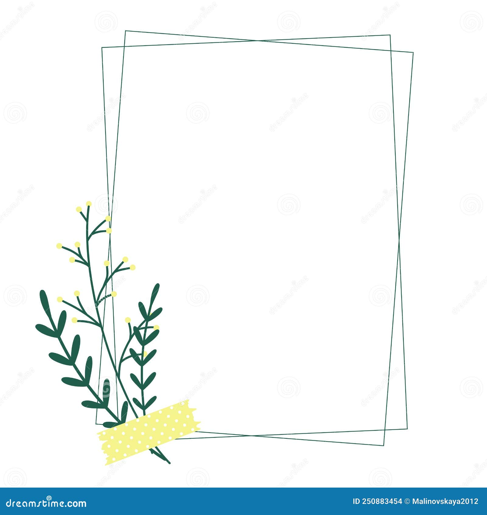 Hand Drawn Decorative Botanical Frame with Leaves and Branches Stock ...