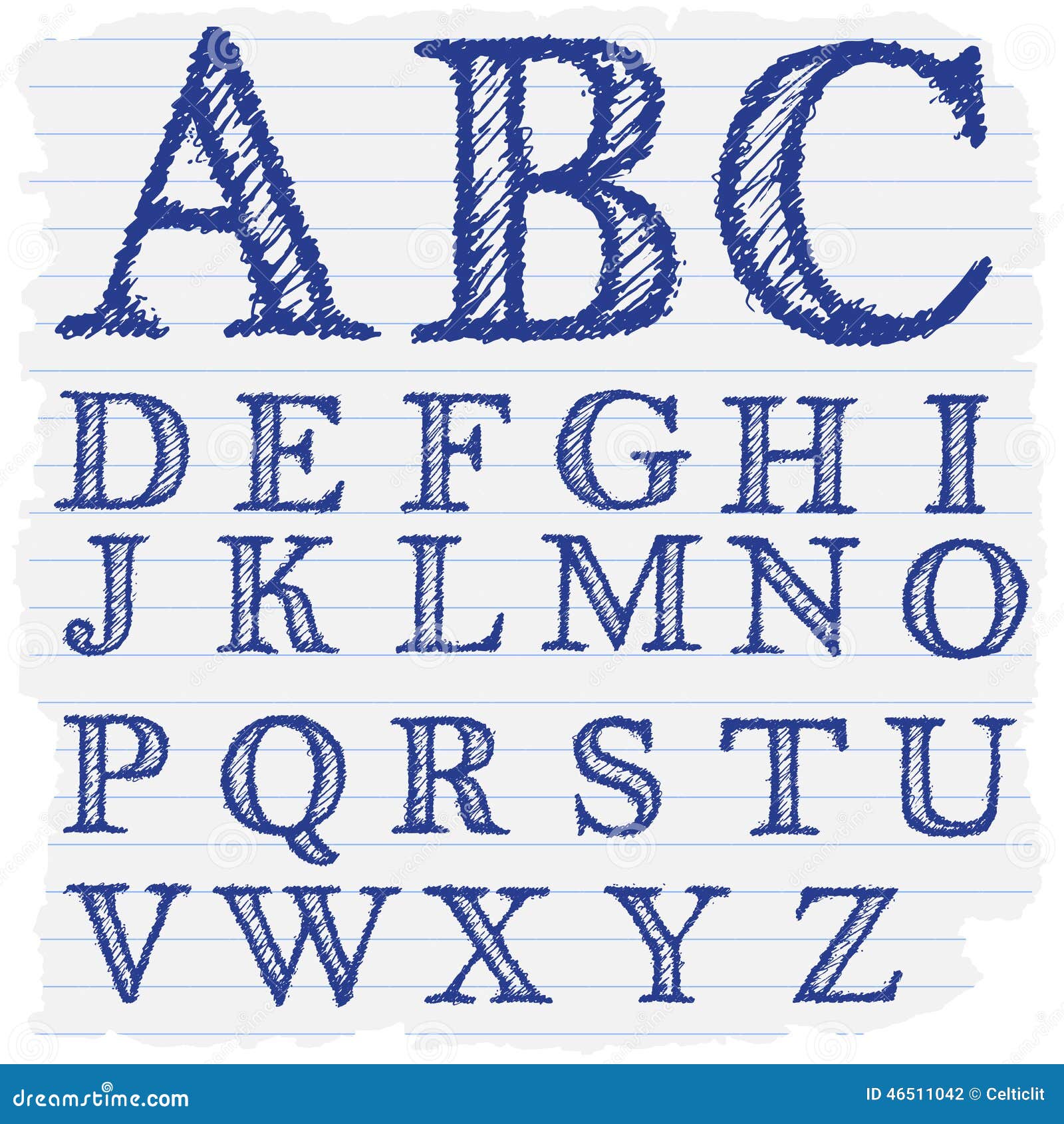 Hand Drawn Decorative English Letters Stock Vector - Illustration of ...