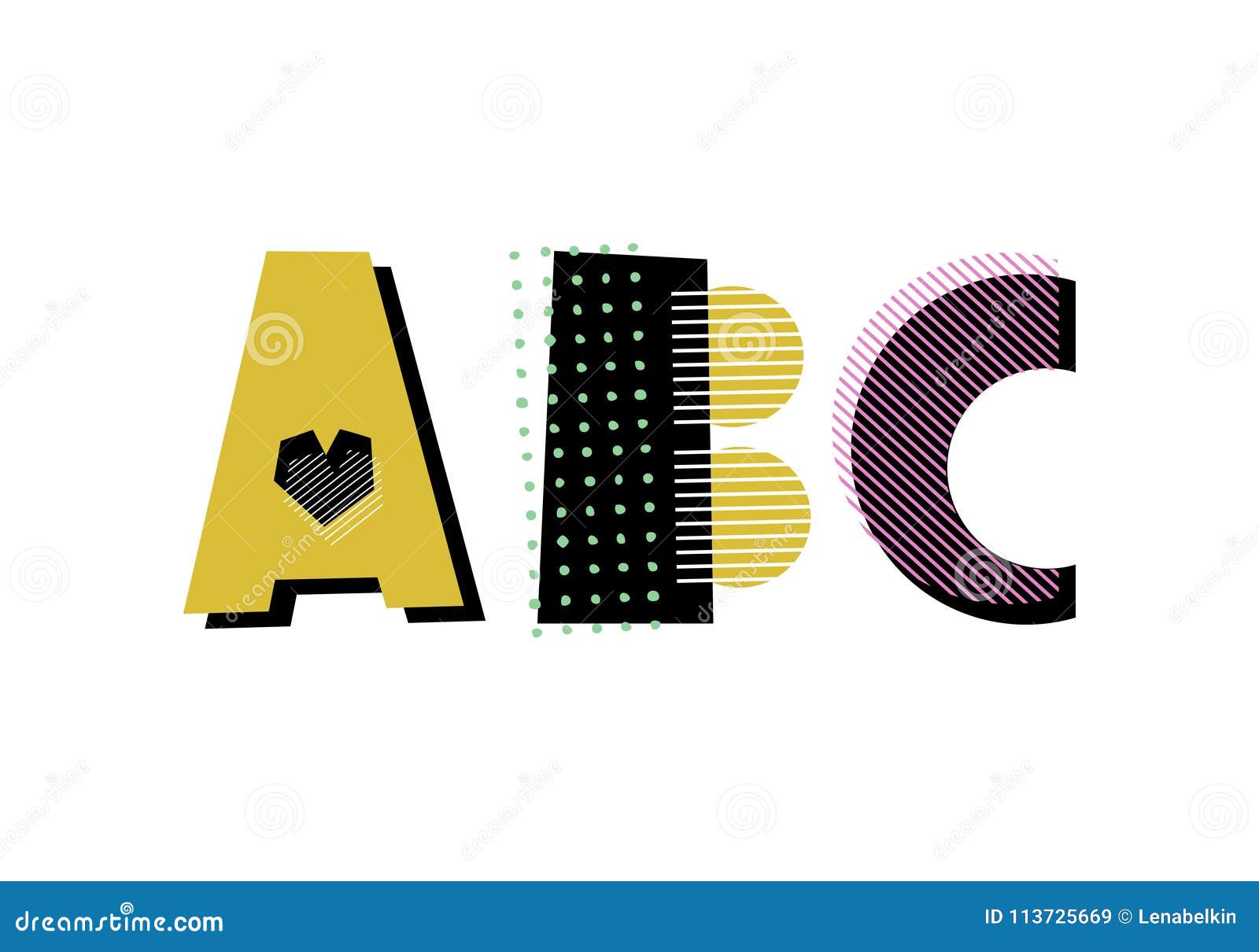 ABC creative lettering stock vector. Illustration of background - 113725669
