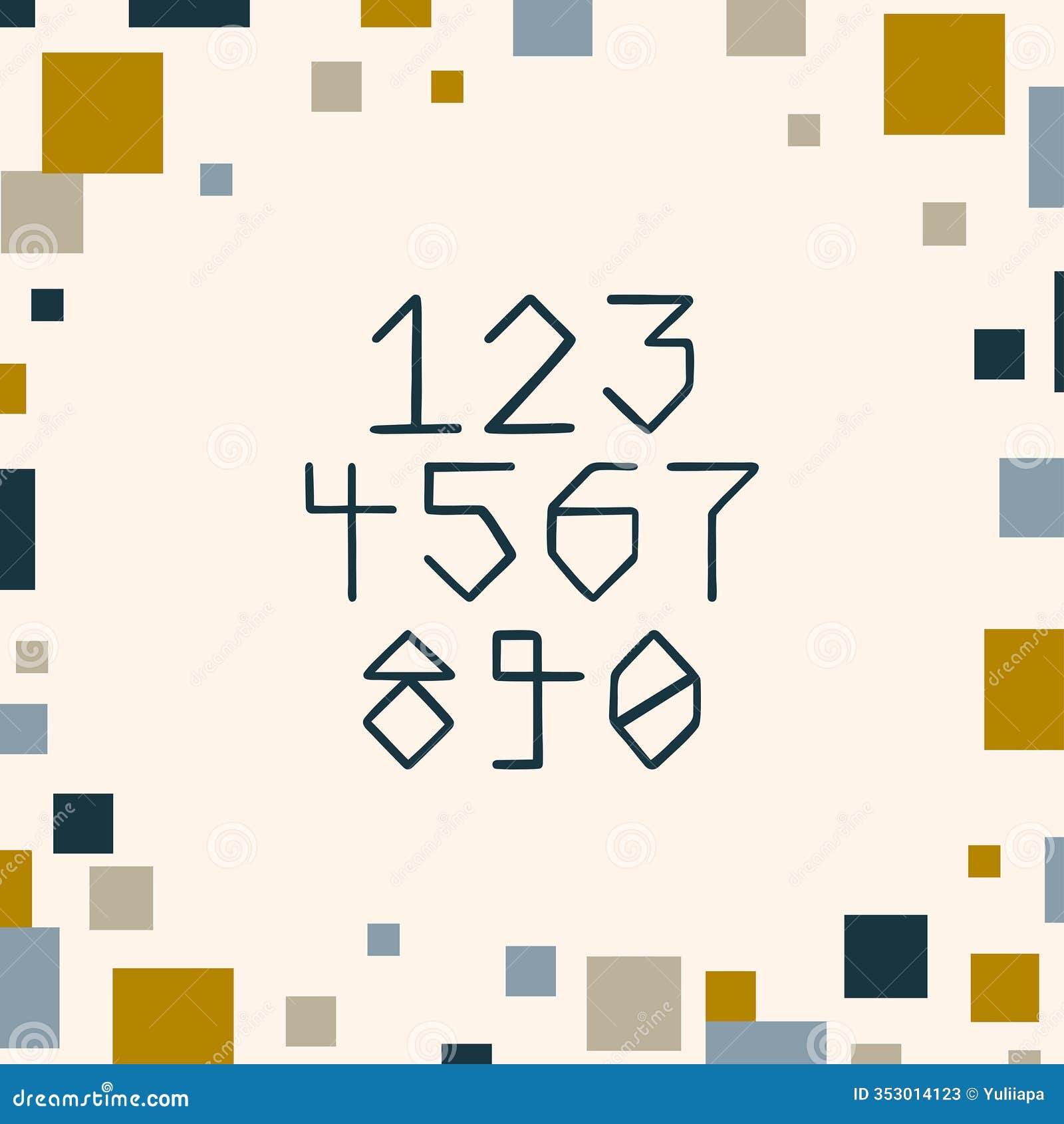 Hand Drawn Decorative Numbers. Abstract Font Design Stock Illustration ...