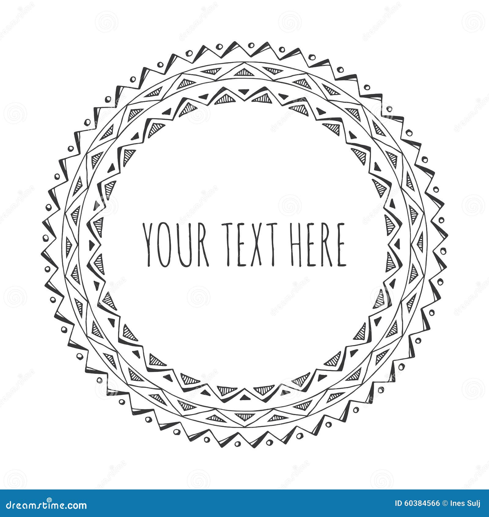 Hand Drawn Decorative Round Frame, Tribal, Boho Stock Vector ...