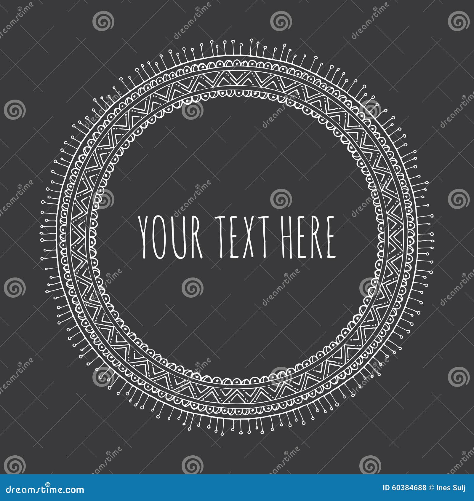 Hand Drawn Decorative Round Frame, Tribal, Boho Stock Vector ...
