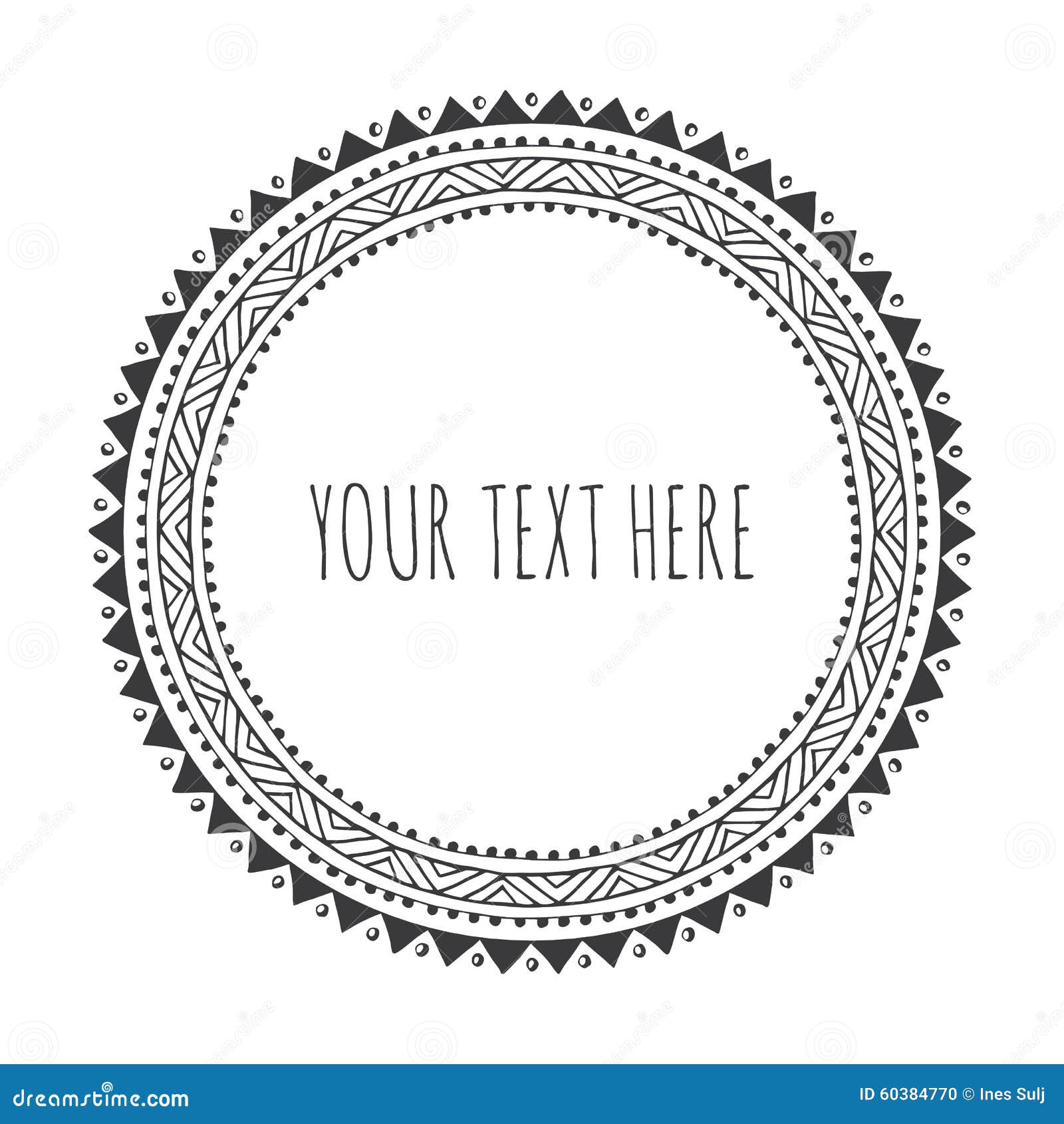 Hand Drawn Decorative Round Frame, Tribal, Boho Stock Vector ...