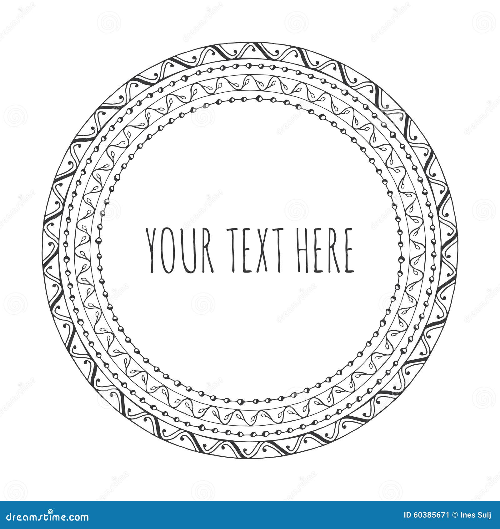 Hand Drawn Decorative Round Frame, Tribal, Boho Stock Vector ...