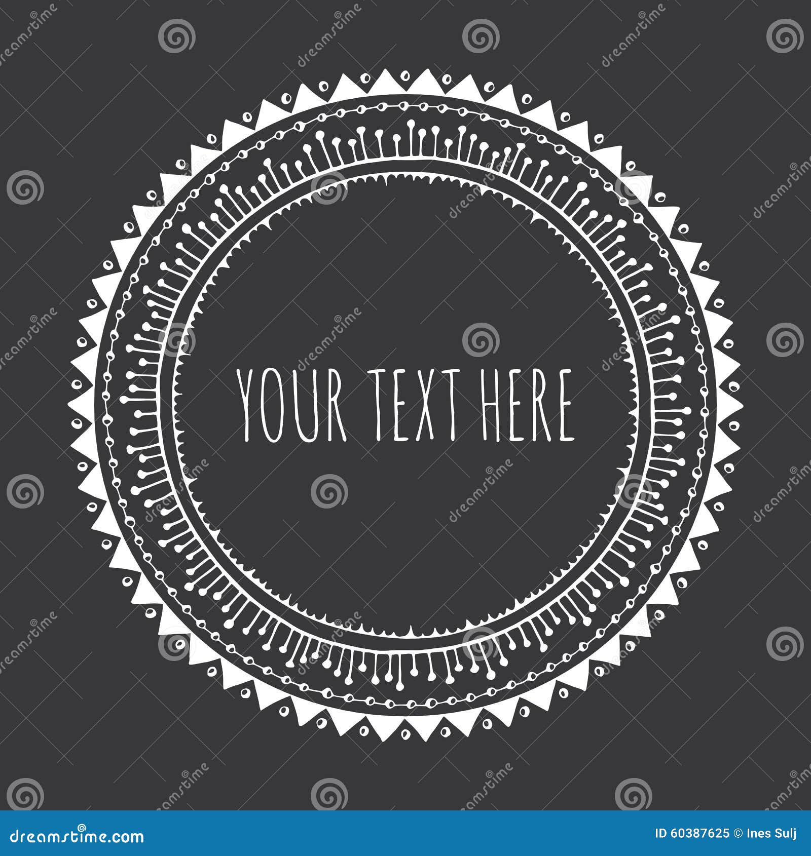Hand Drawn Decorative Round Frame, Tribal, Boho Stock Vector ...