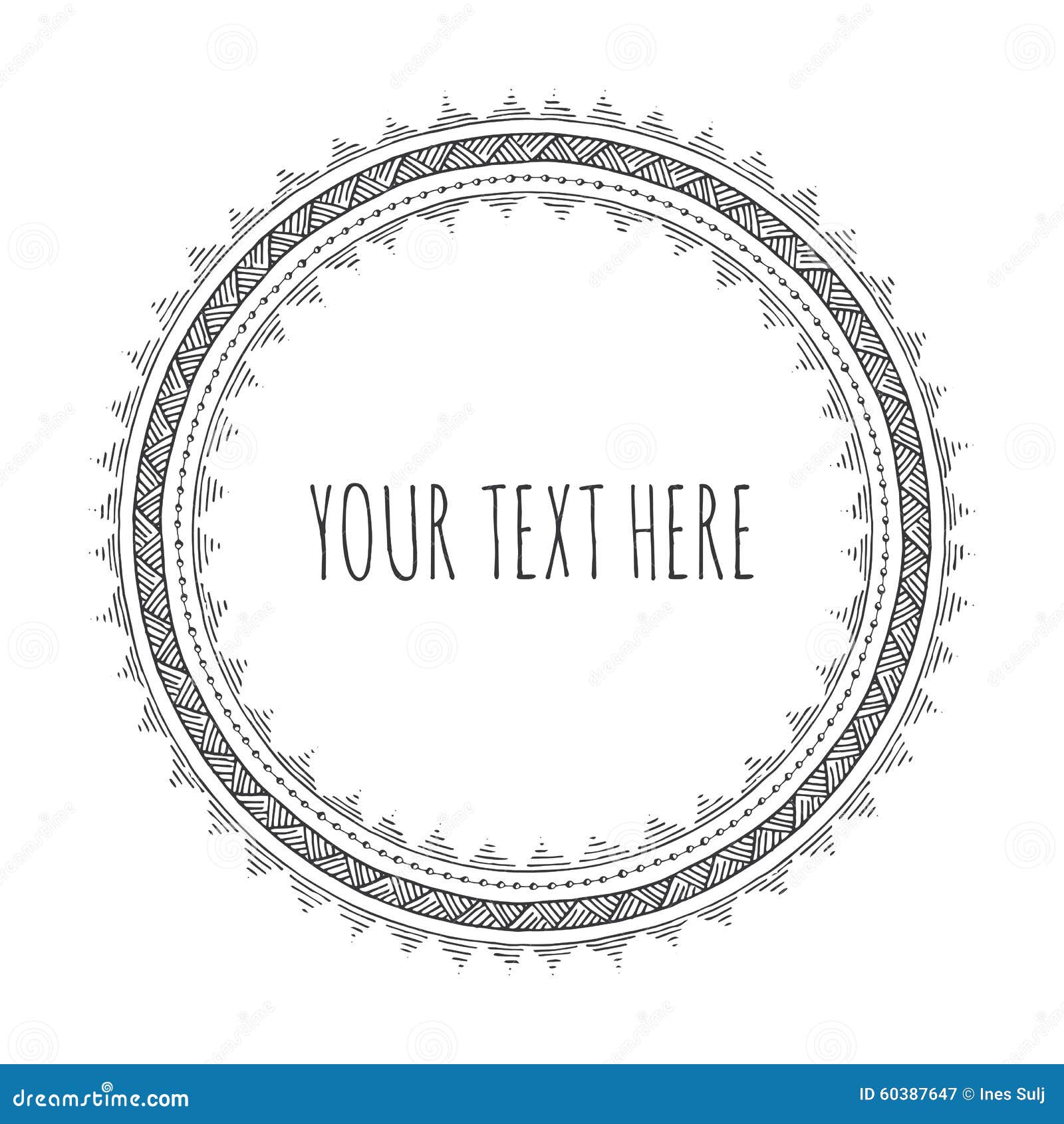 Hand Drawn Decorative Round Frame, Tribal, Boho Stock Vector ...