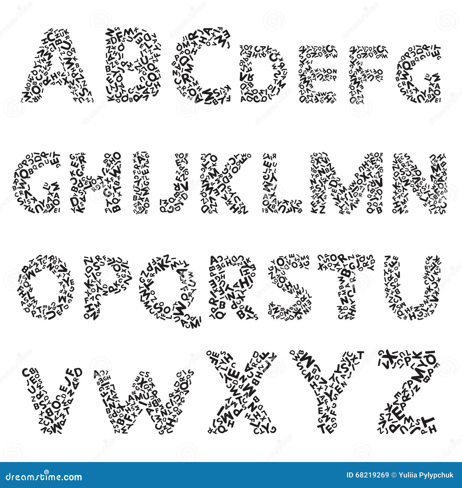 Hand Drawn Decorative Textured Vector Alphabet. Stock Vector ...
