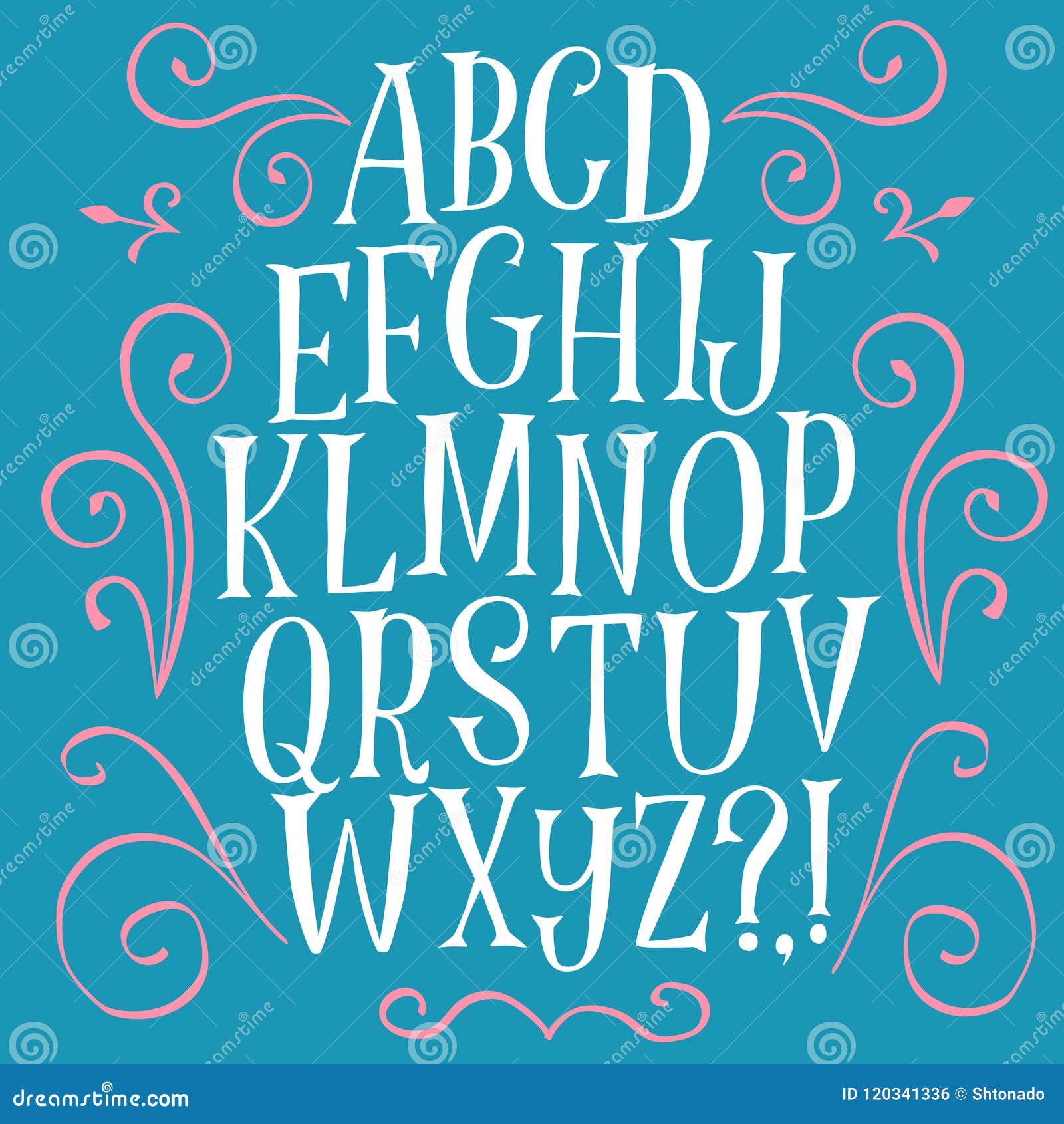 Hand Drawn Decorative Vector Letters Stock Illustration - Illustration ...