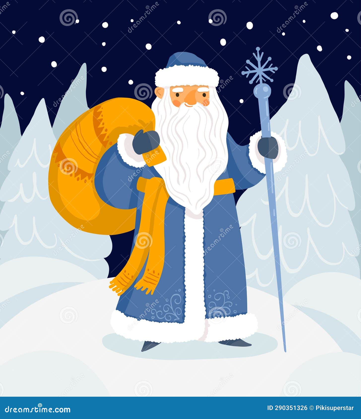 Hand Drawn Ded Moroz Concept Vector Design Illustration Stock Vector ...