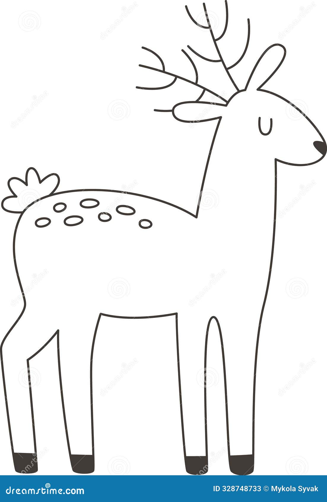 Hand Drawn Deer stock illustration. Illustration of graphic - 328748733