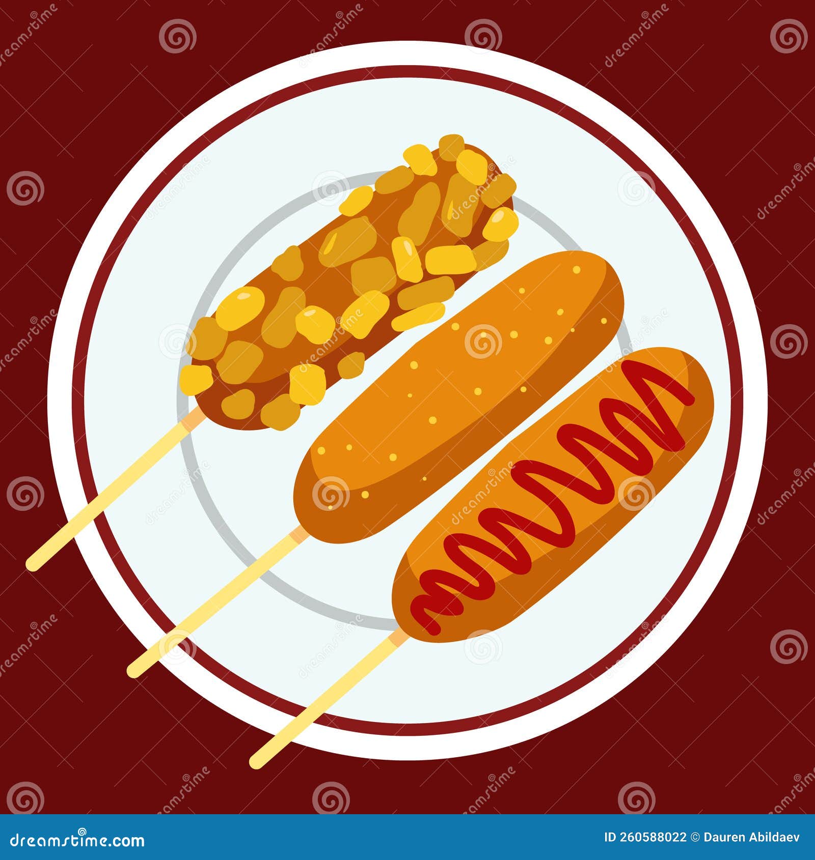 Hand Drawn Delicious Corn Dogs Vector Illustration. Stock Vector ...