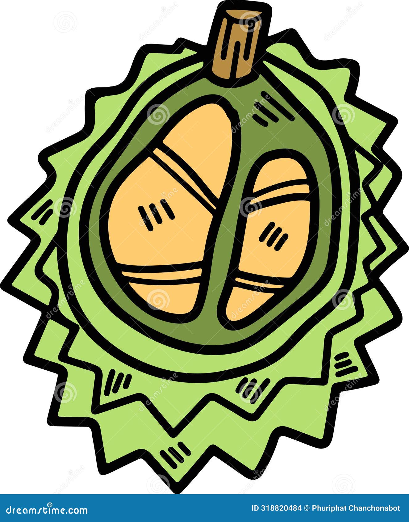 Hand Drawn Delicious Durian Illustration in Line Style Stock Vector ...