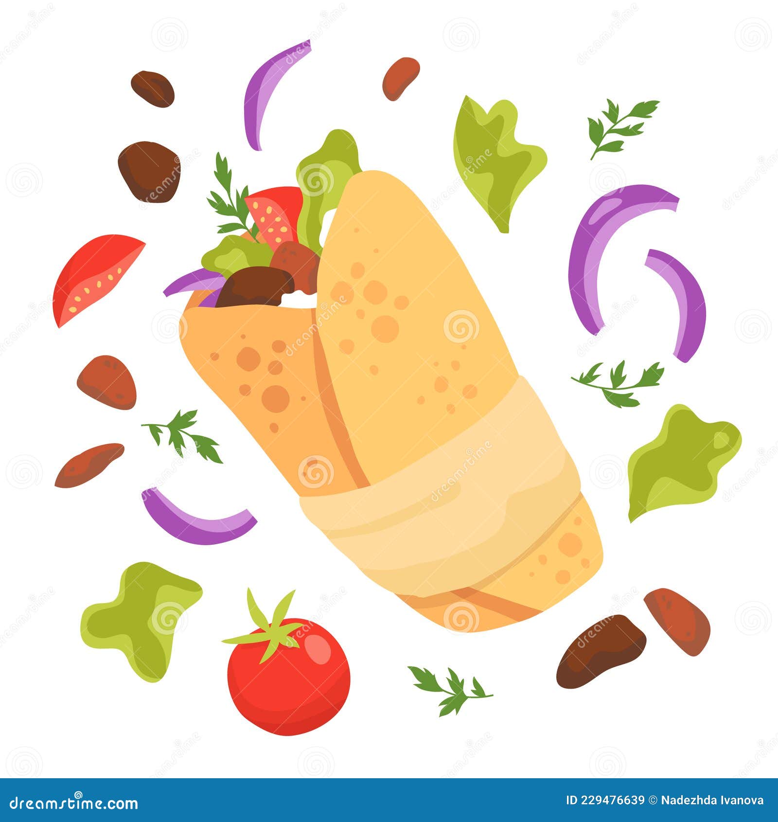 Hand Drawn Delicious Shawarma Illustration Vector Illustration. Stock ...