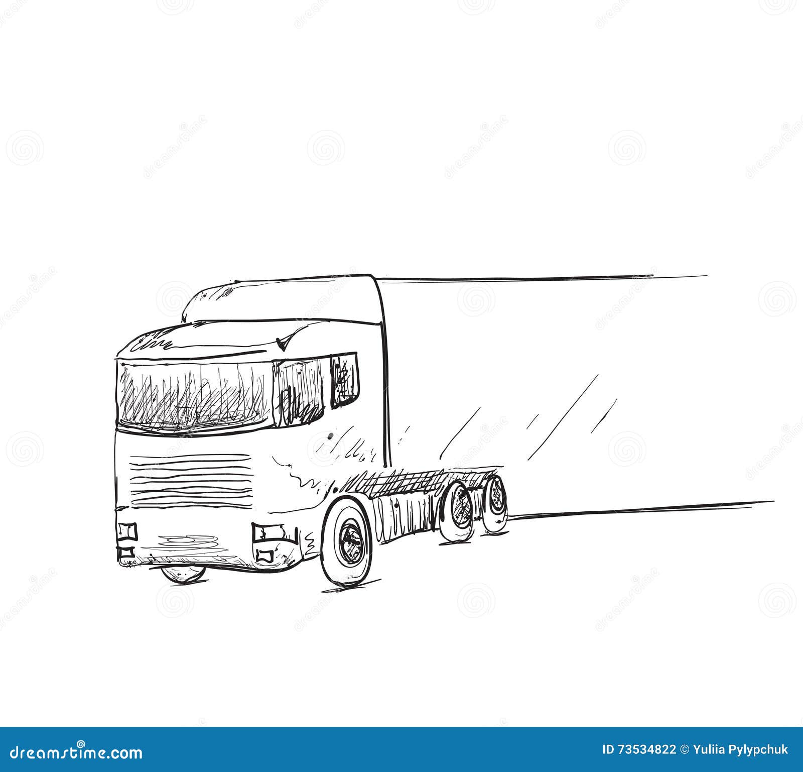 Hand Drawn Delivery Truck with Billboard Space. Stock Vector ...