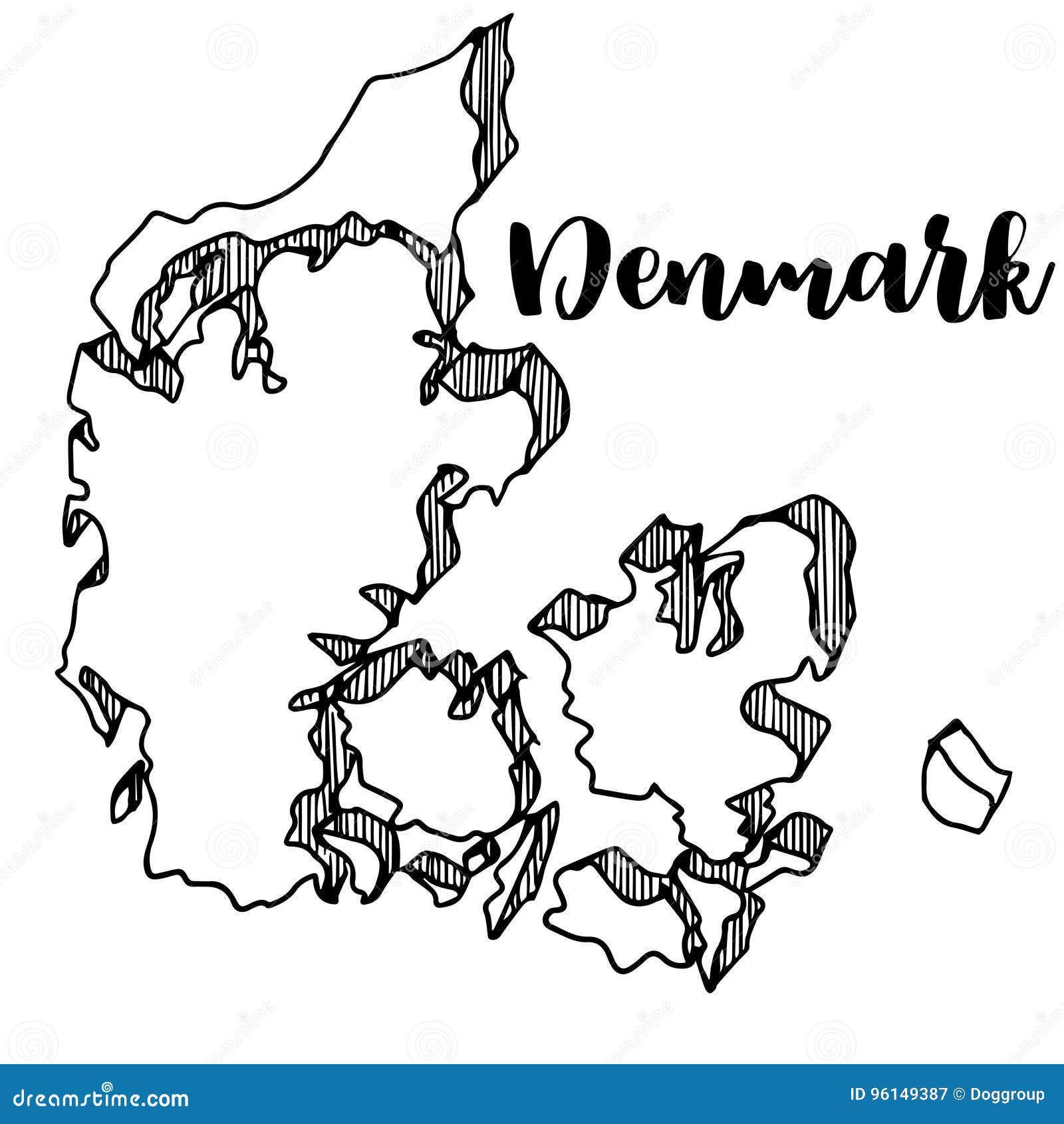 Hand Drawn of Denmark Map, Illustration Stock Illustration ...