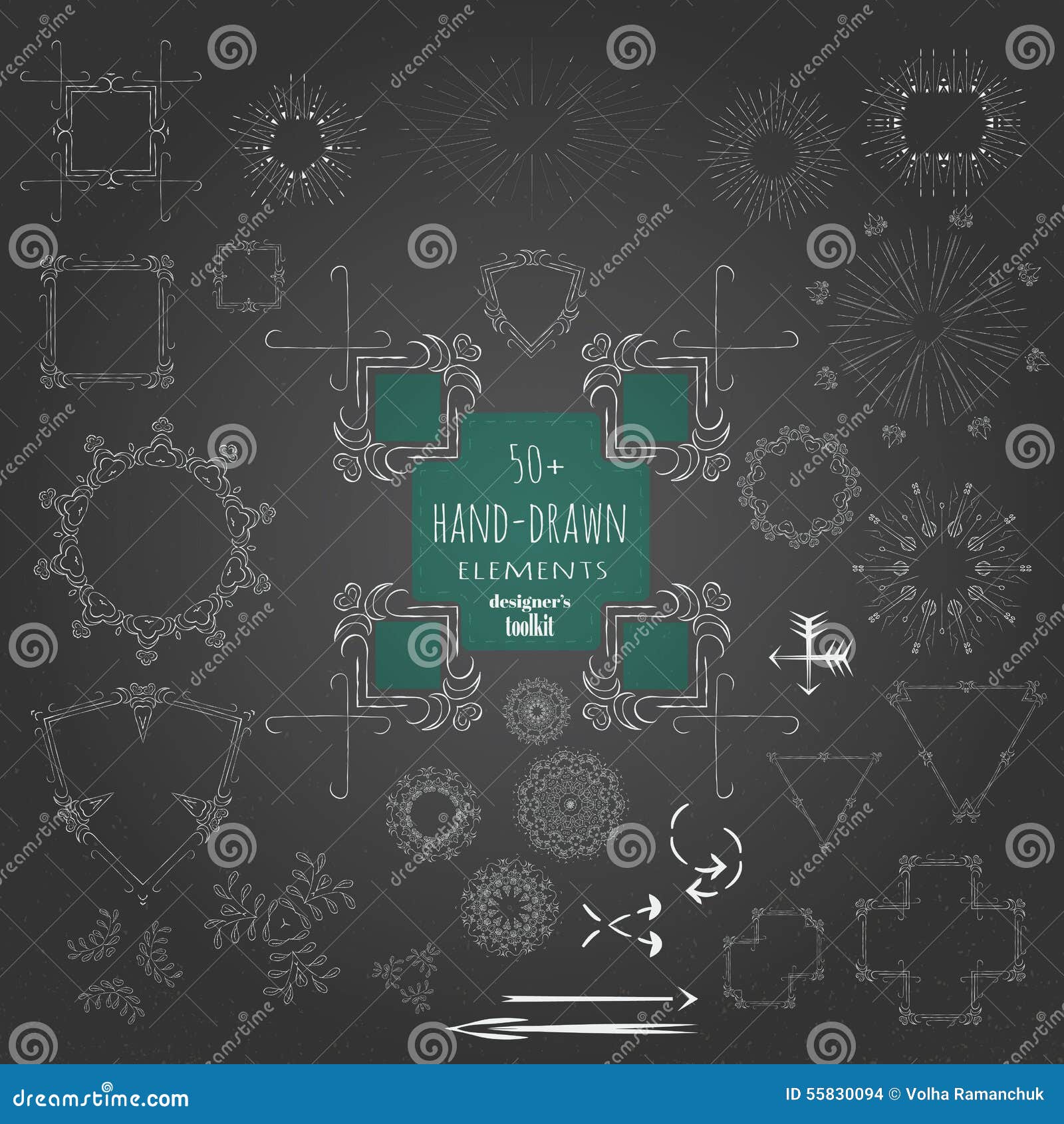 Hand drawn design elements stock vector. Illustration of retro - 55830094