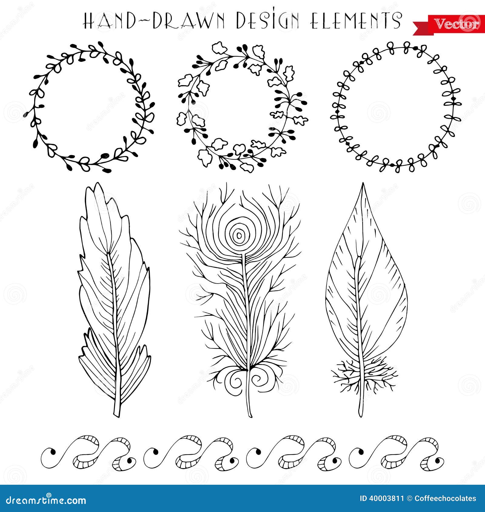 Hand Drawn design elements stock vector. Illustration of ornament ...