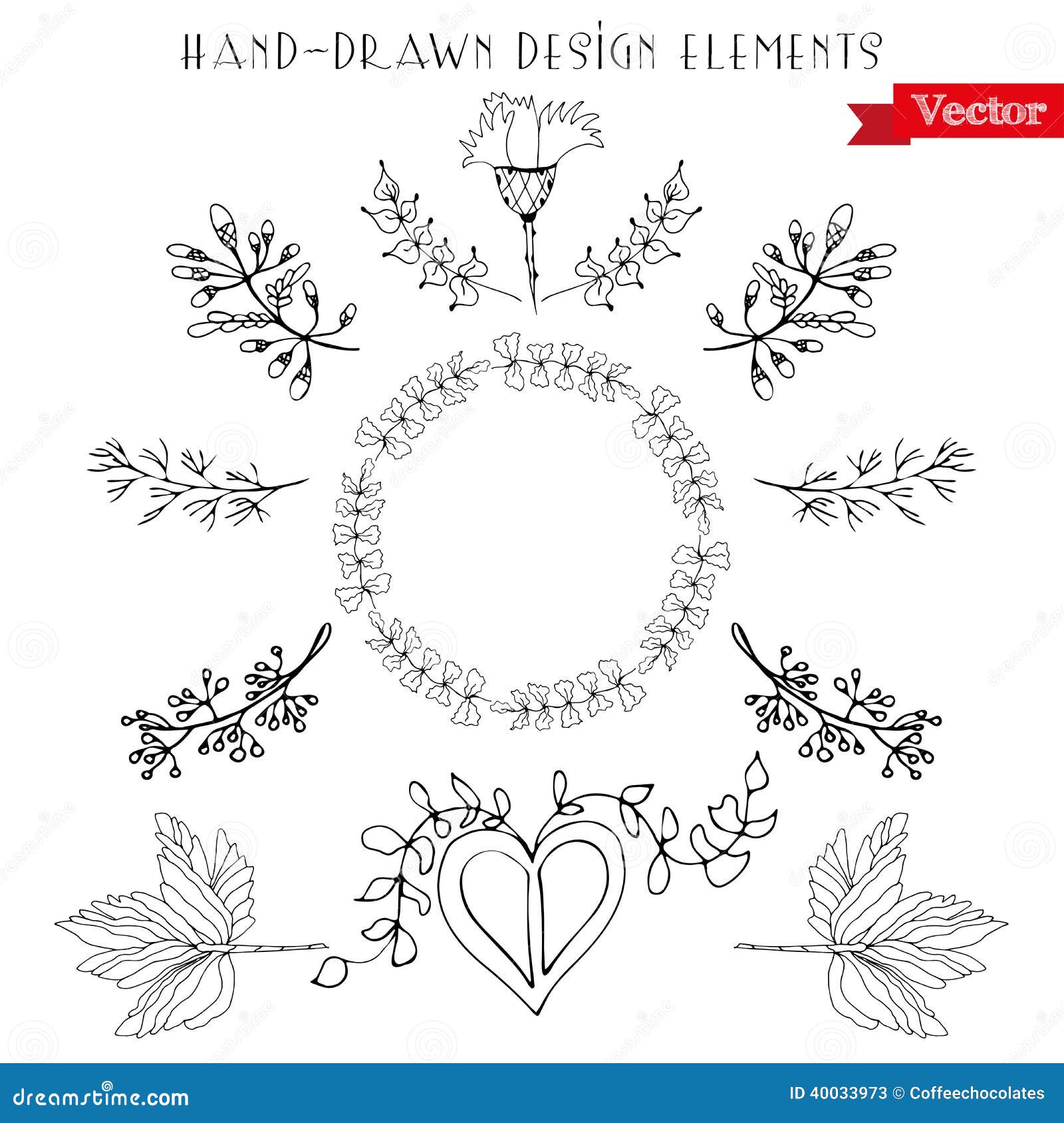 Hand Drawn design elements stock vector. Illustration of pattern - 40033973