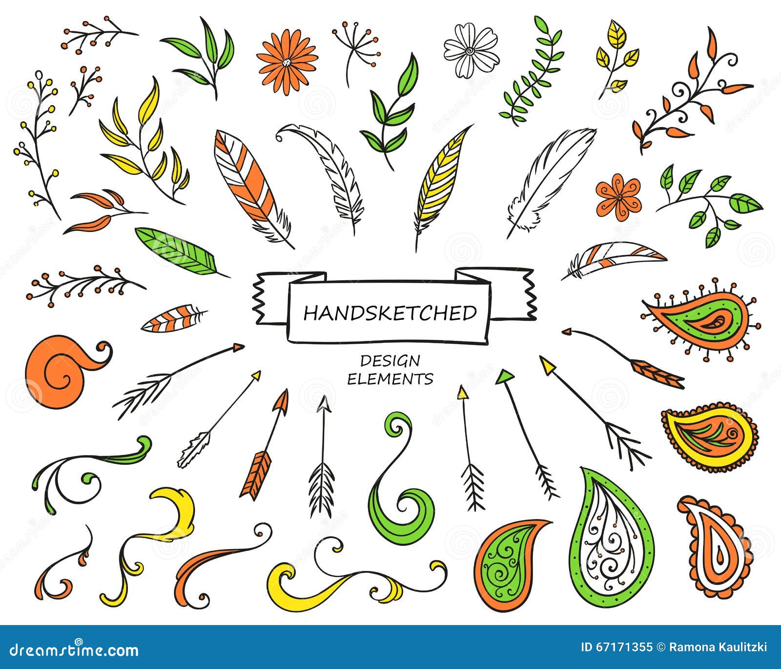 Hand Drawn Design Elements stock illustration. Illustration of floral ...