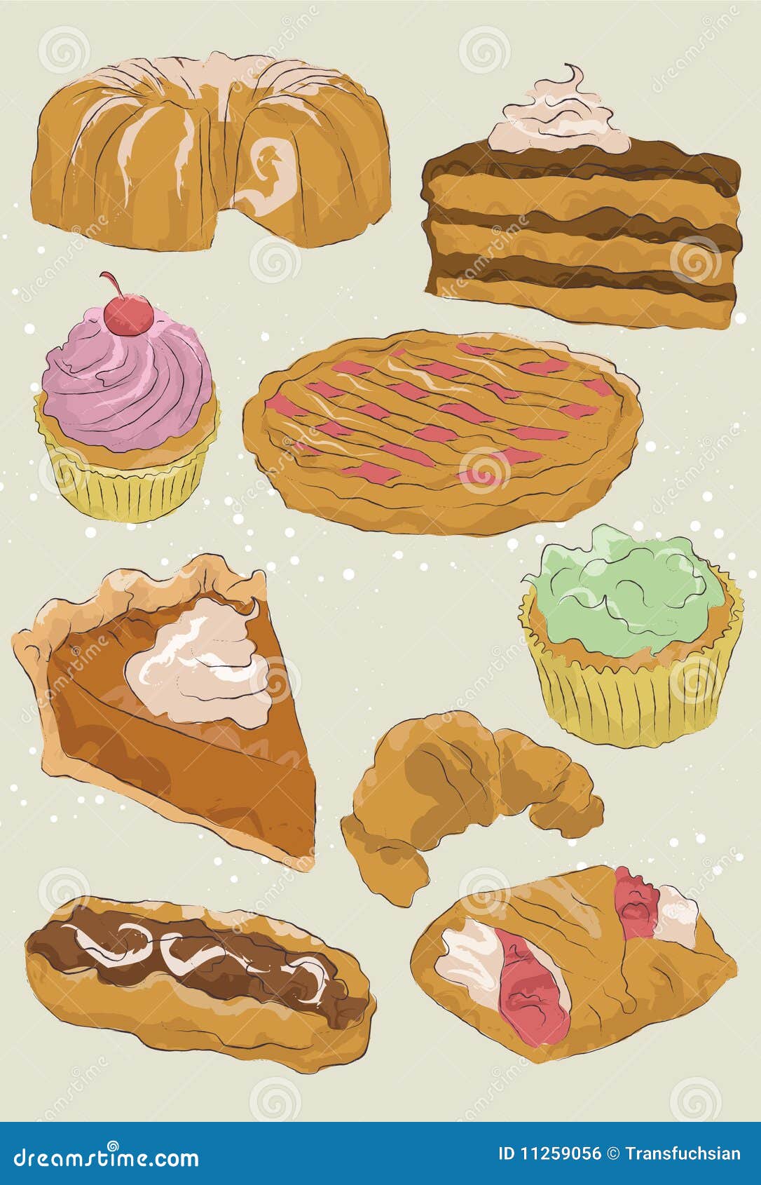 Hand Drawn Dessert Collection Stock Vector - Illustration of buffet ...