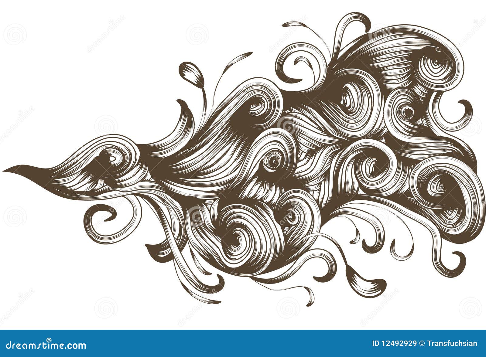 Hand Drawn Detailed Flowing Swirl Element Stock Vector - Illustration ...