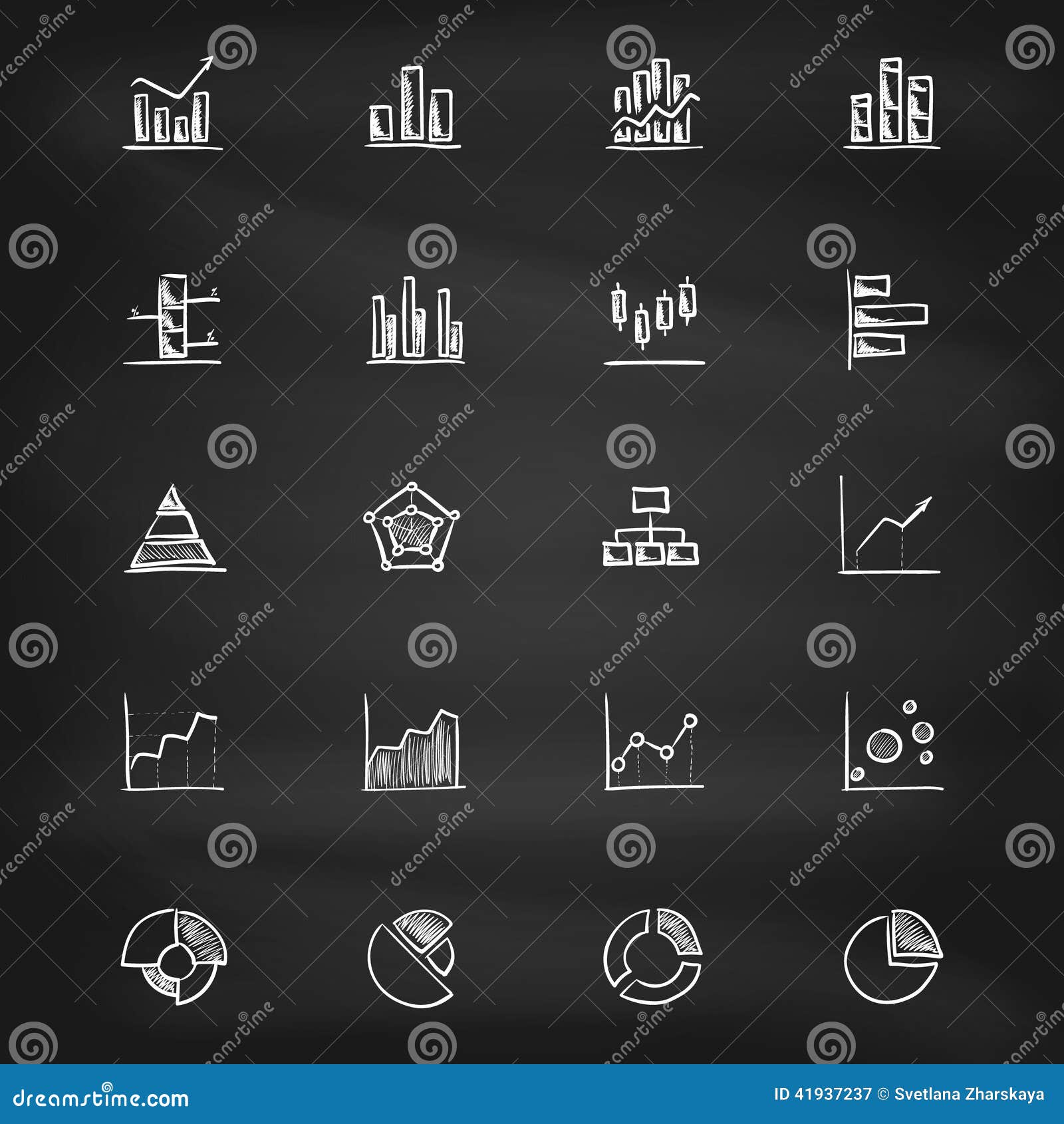 Hand Drawn Diagram Icons on Blackboard Stock Vector - Illustration of ...