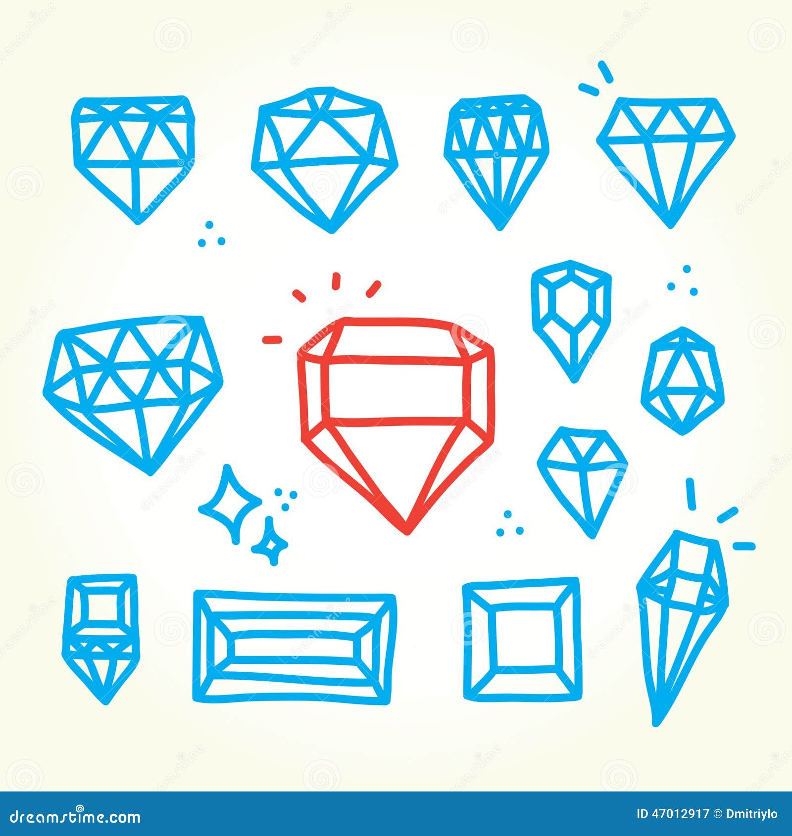 Hand drawn diamonds stock vector. Illustration of cutting - 47012917