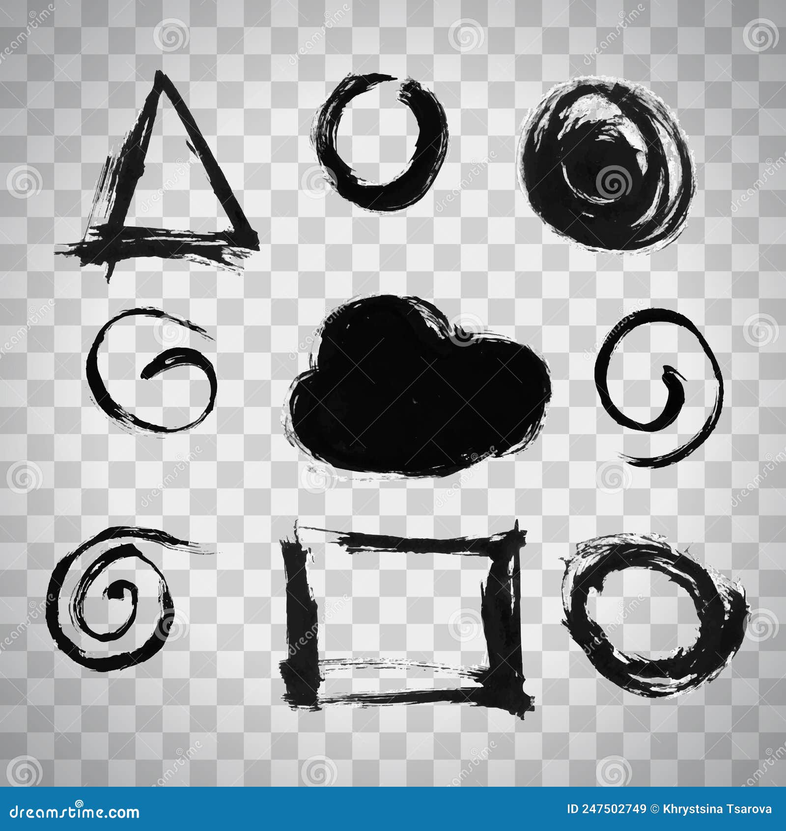 Hand Drawn Different Shapes Created by Dry Brush. Grunge Style Set ... Hand Drawn Different Shapes Created by Dry Brush. Grunge Style Set ...