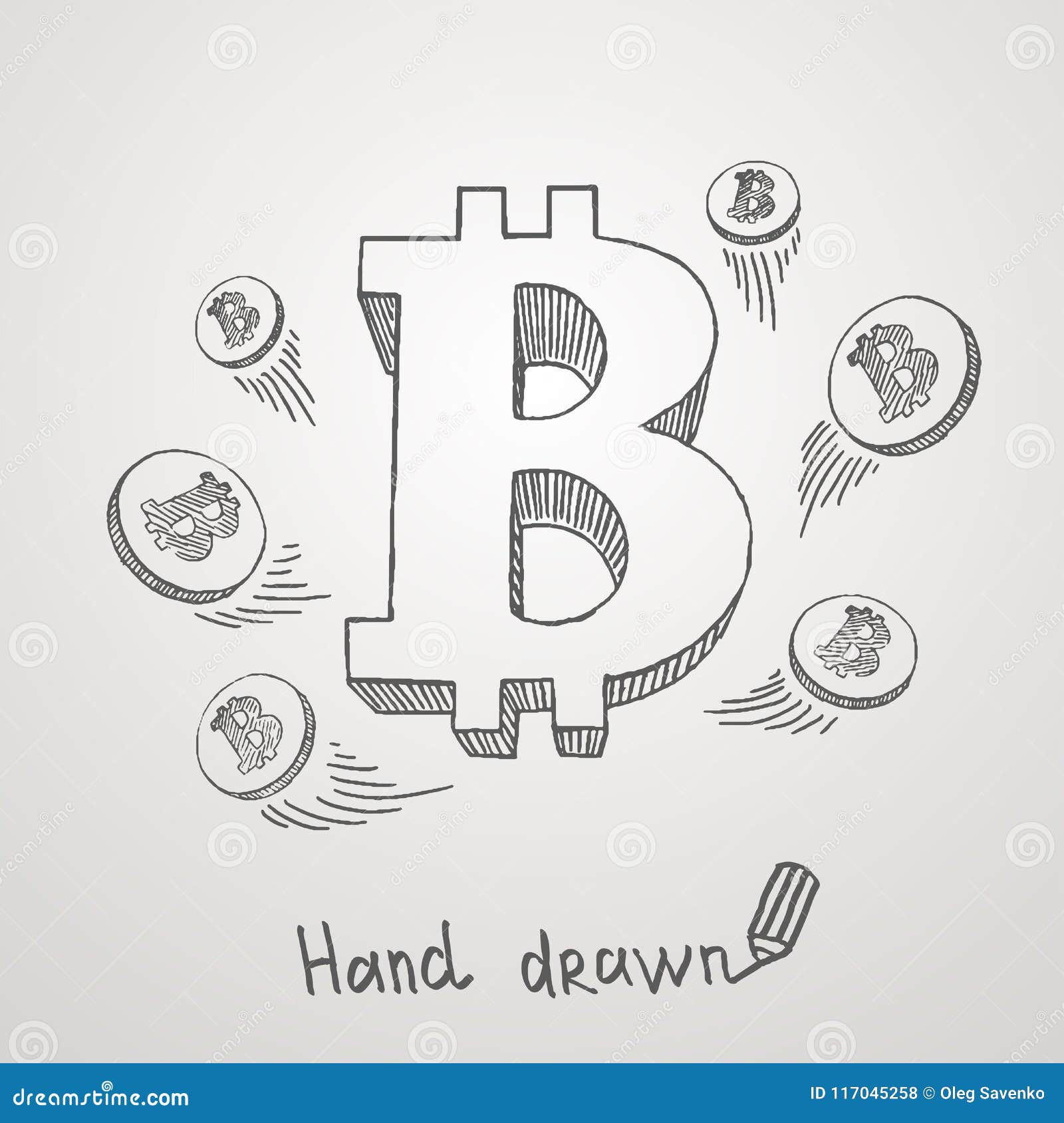 Hand Drawn Digital Currency. Vector Design. Stock Vector - Illustration ...