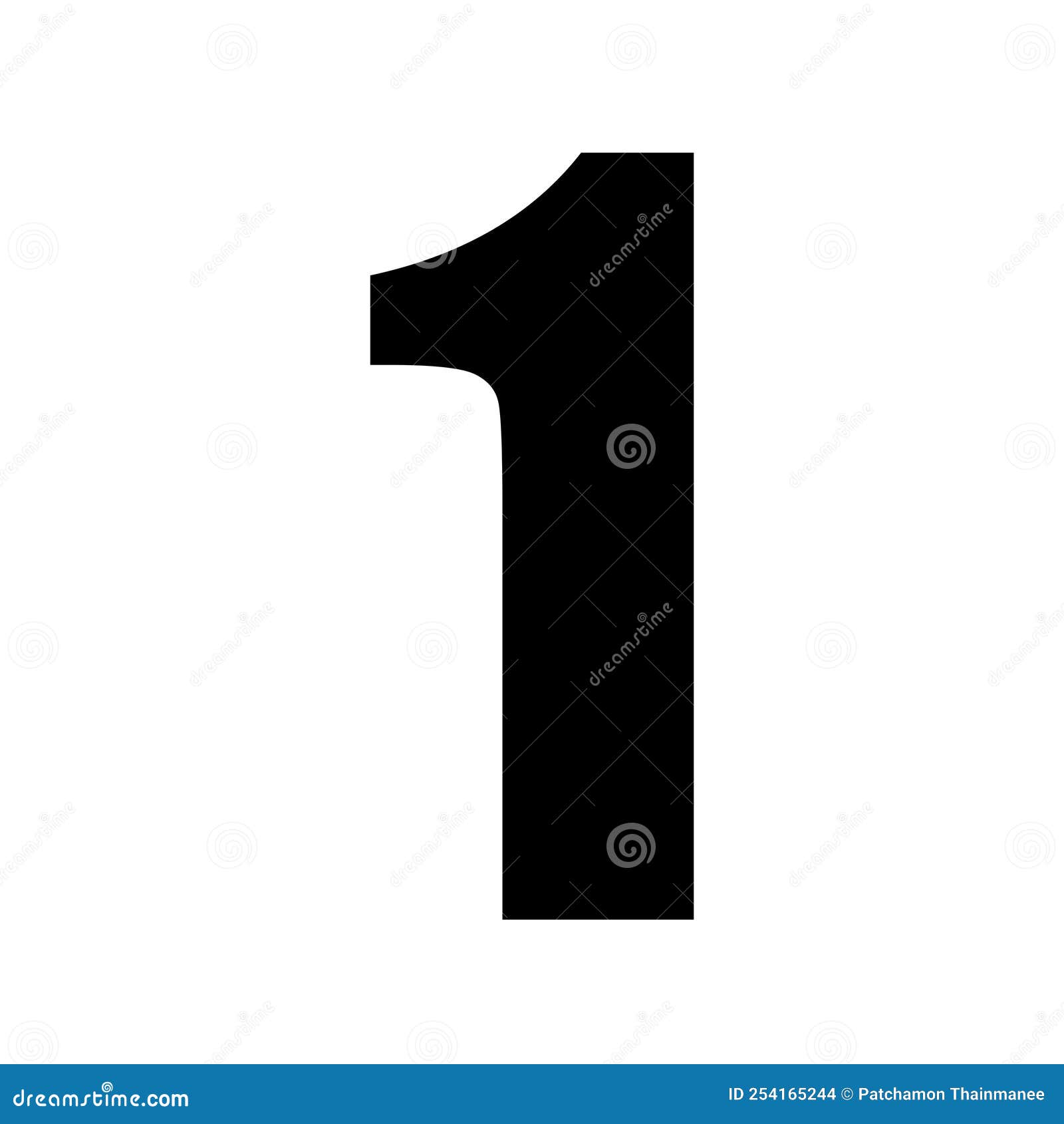 Hand Drawn Digital Number 1 Black Math Symbols on White Background ...