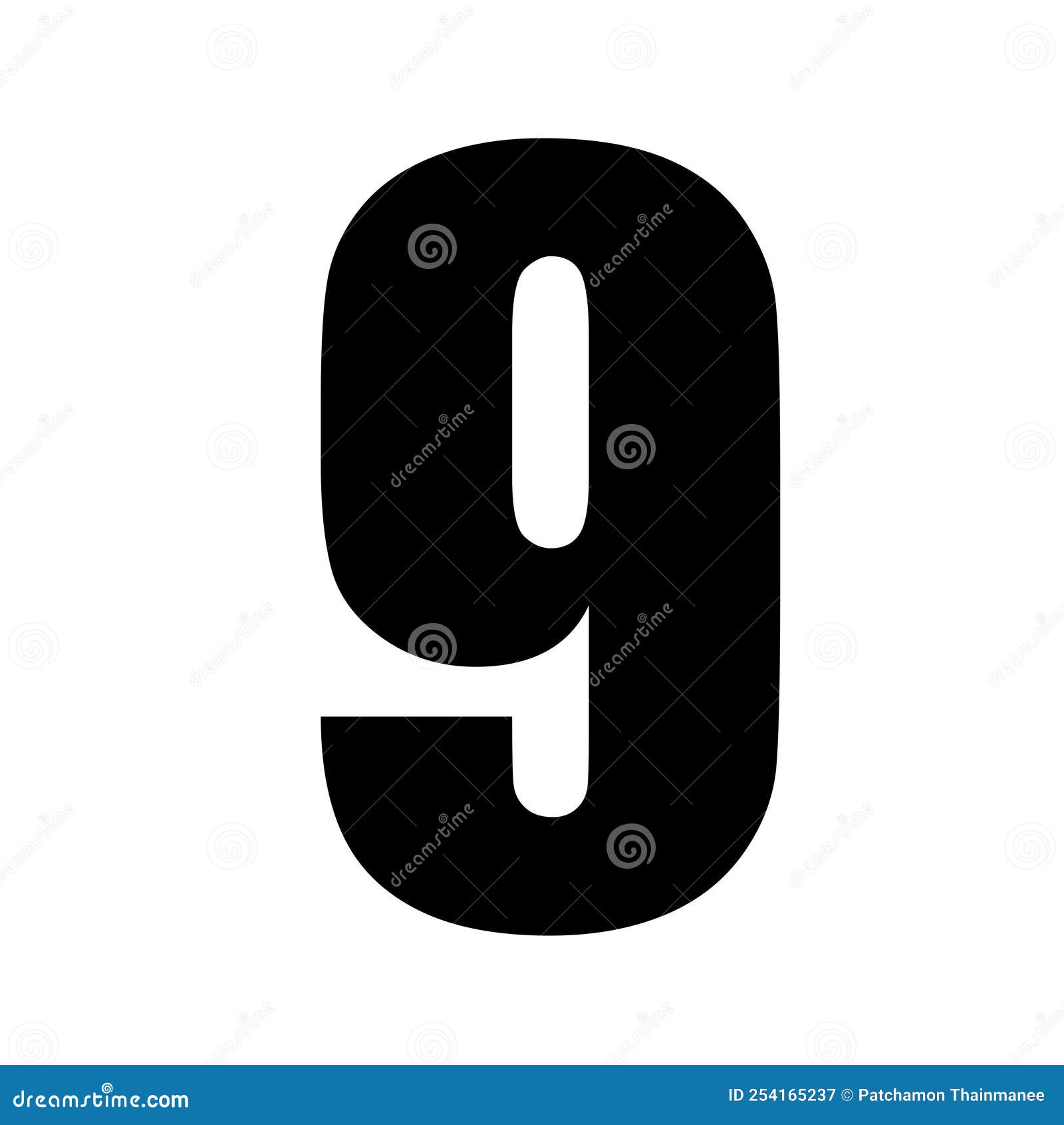 Hand Drawn Digital Numbers 9 Black Math Symbols On A White Background ...