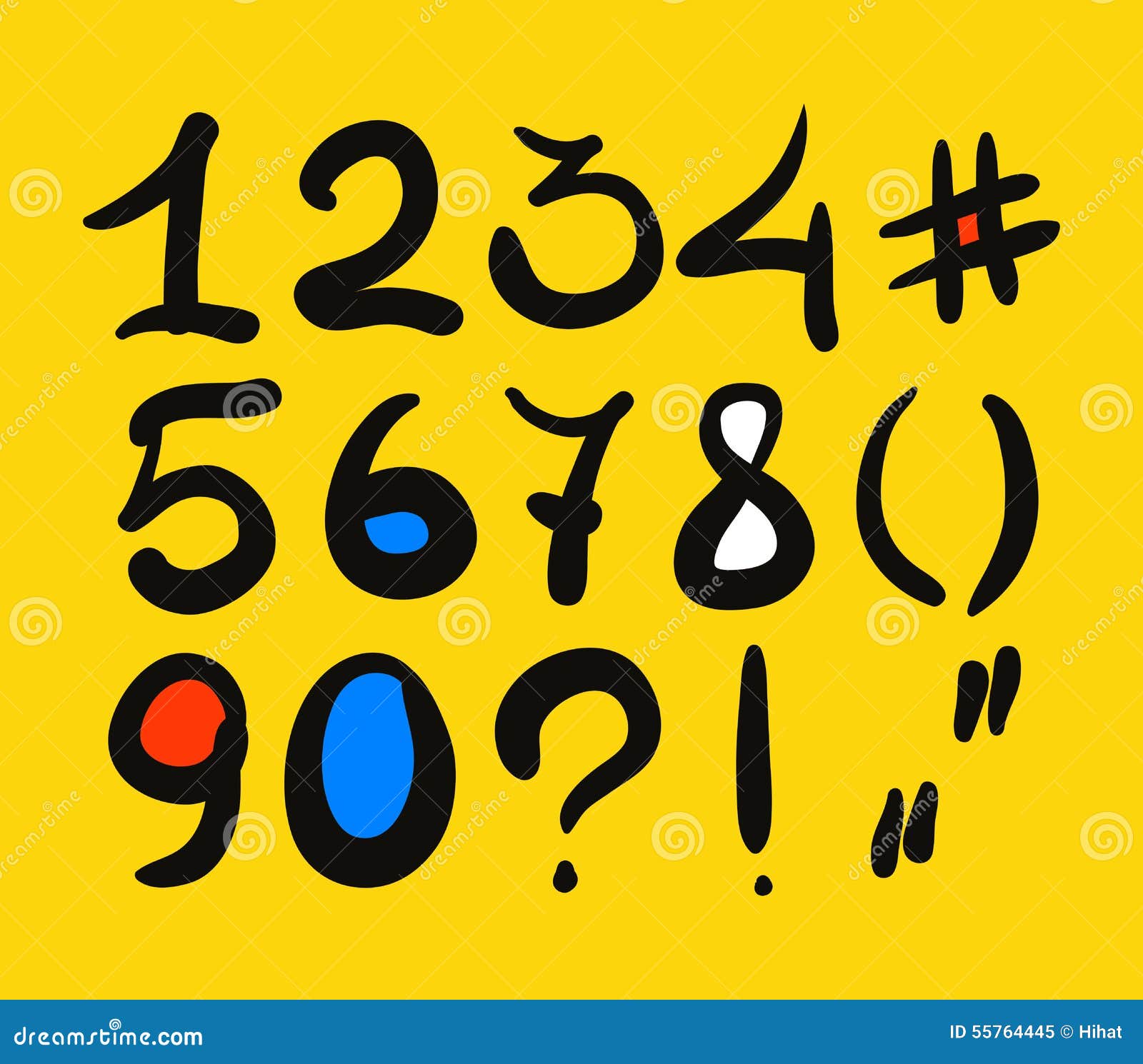 Hand drawn digits. stock illustration. Illustration of stain - 55764445