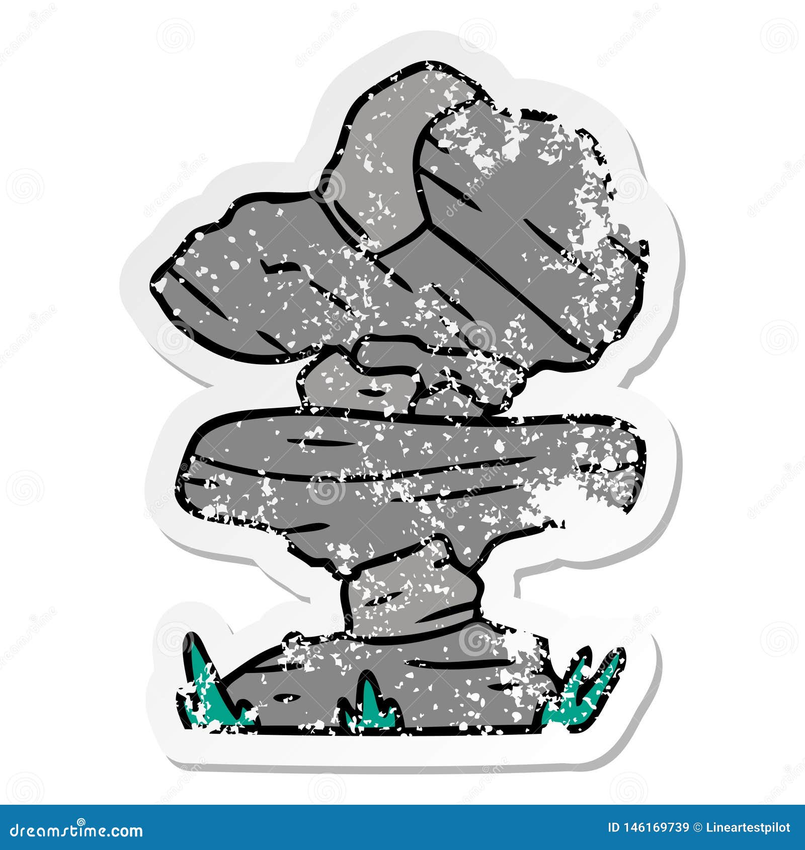Hand Drawn Distressed Sticker Cartoon Doodle of Grey Stone Boulder ...