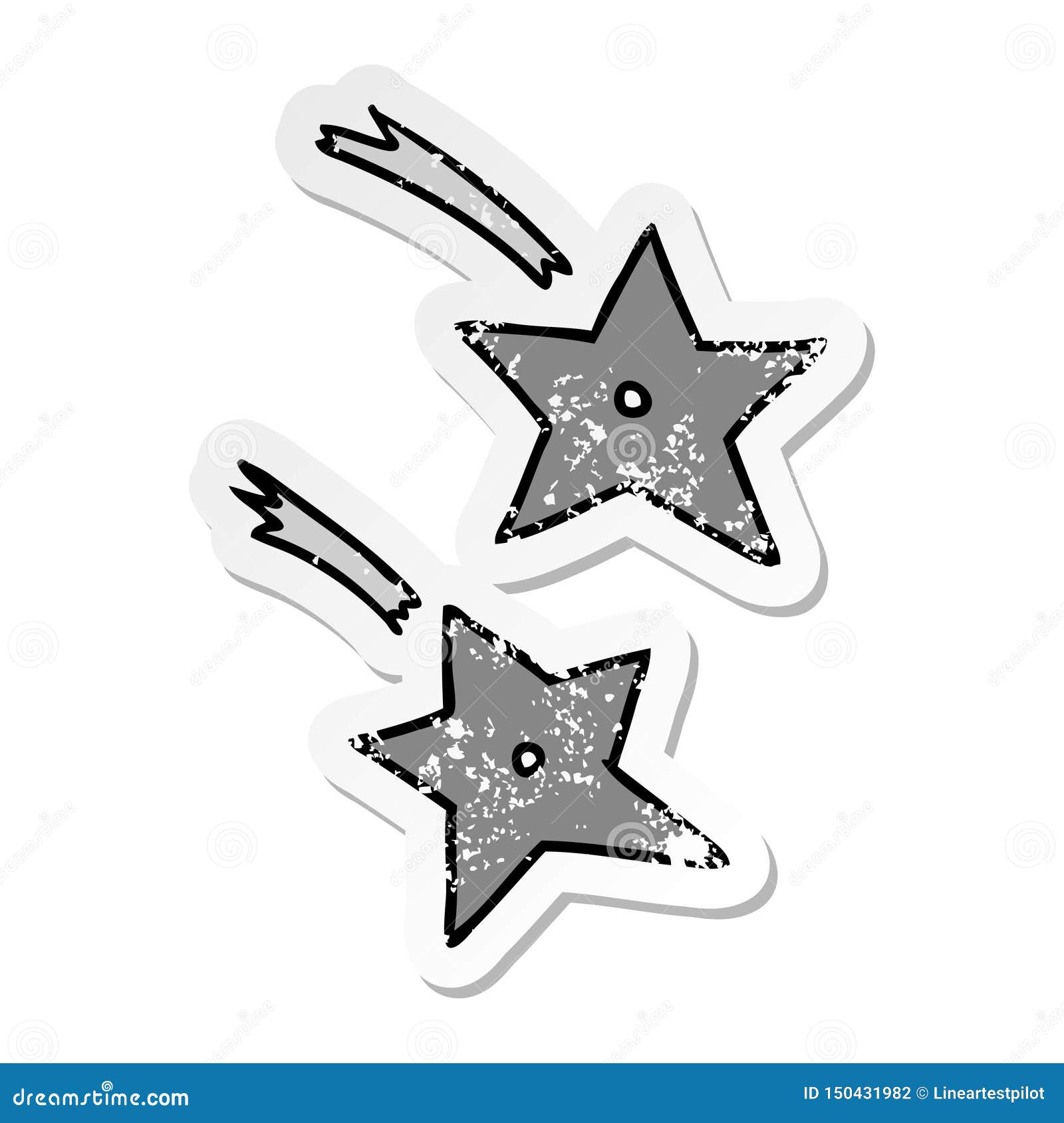 Hand Drawn Distressed Sticker Cartoon Doodle of Ninja Throwing Stars ...