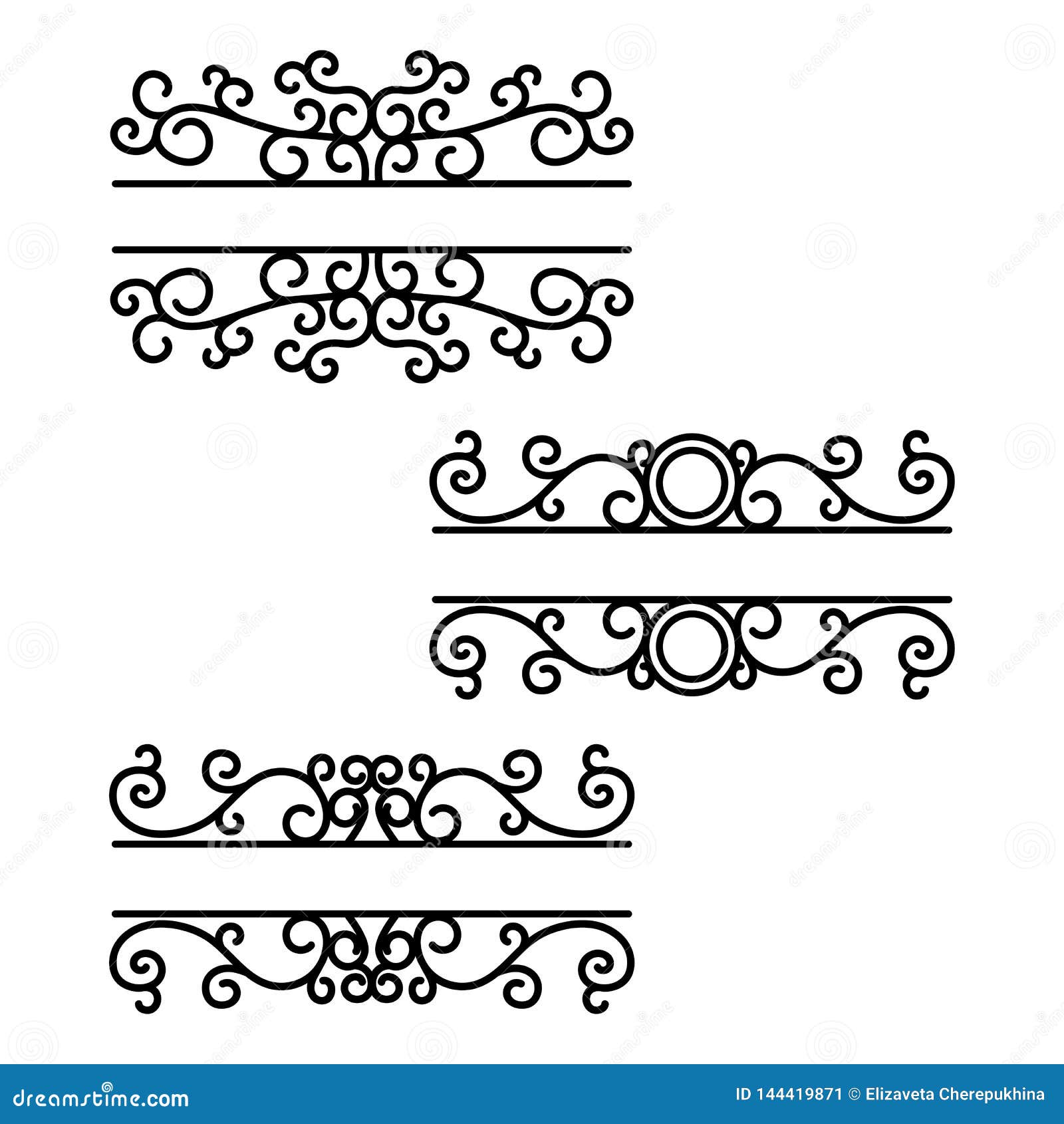 Hand Drawn Dividers. Break Lines. Split Frames. Text Divider Stock ...