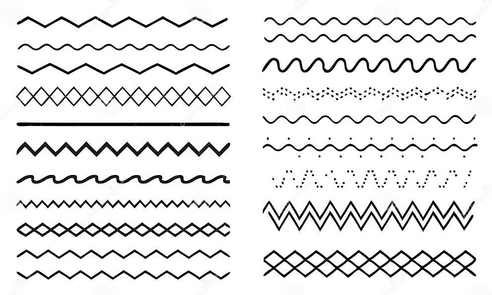 Hand Drawn Dividers Lines Zigzags Waves Dots Design Elements Borders ...