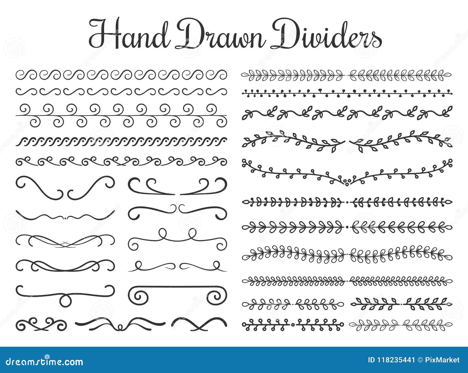 Hand Drawn Dividers stock vector. Illustration of decoration - 118235441