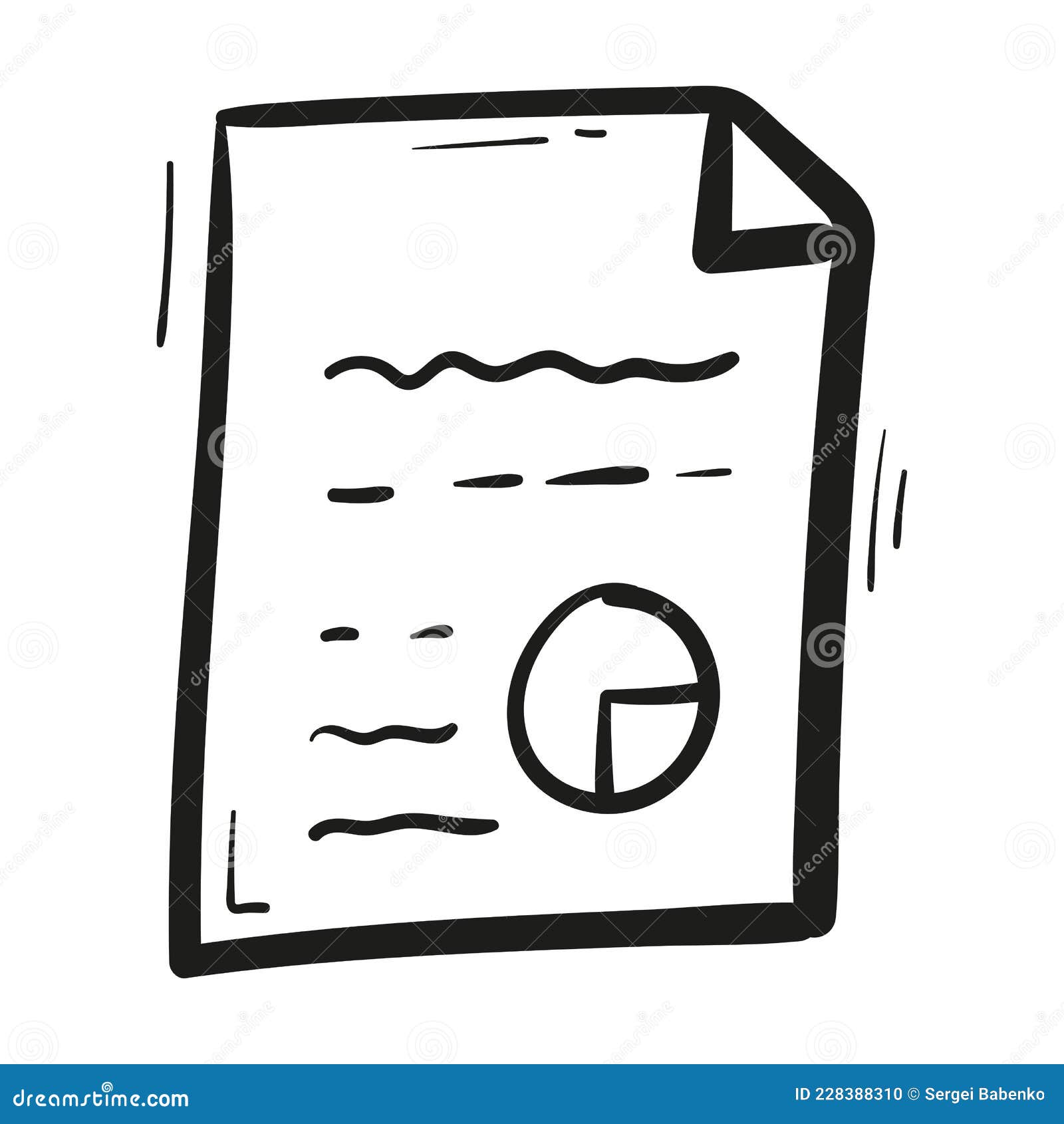 Hand Drawn Document with Graphs and Information Icon in Doodle Style ...