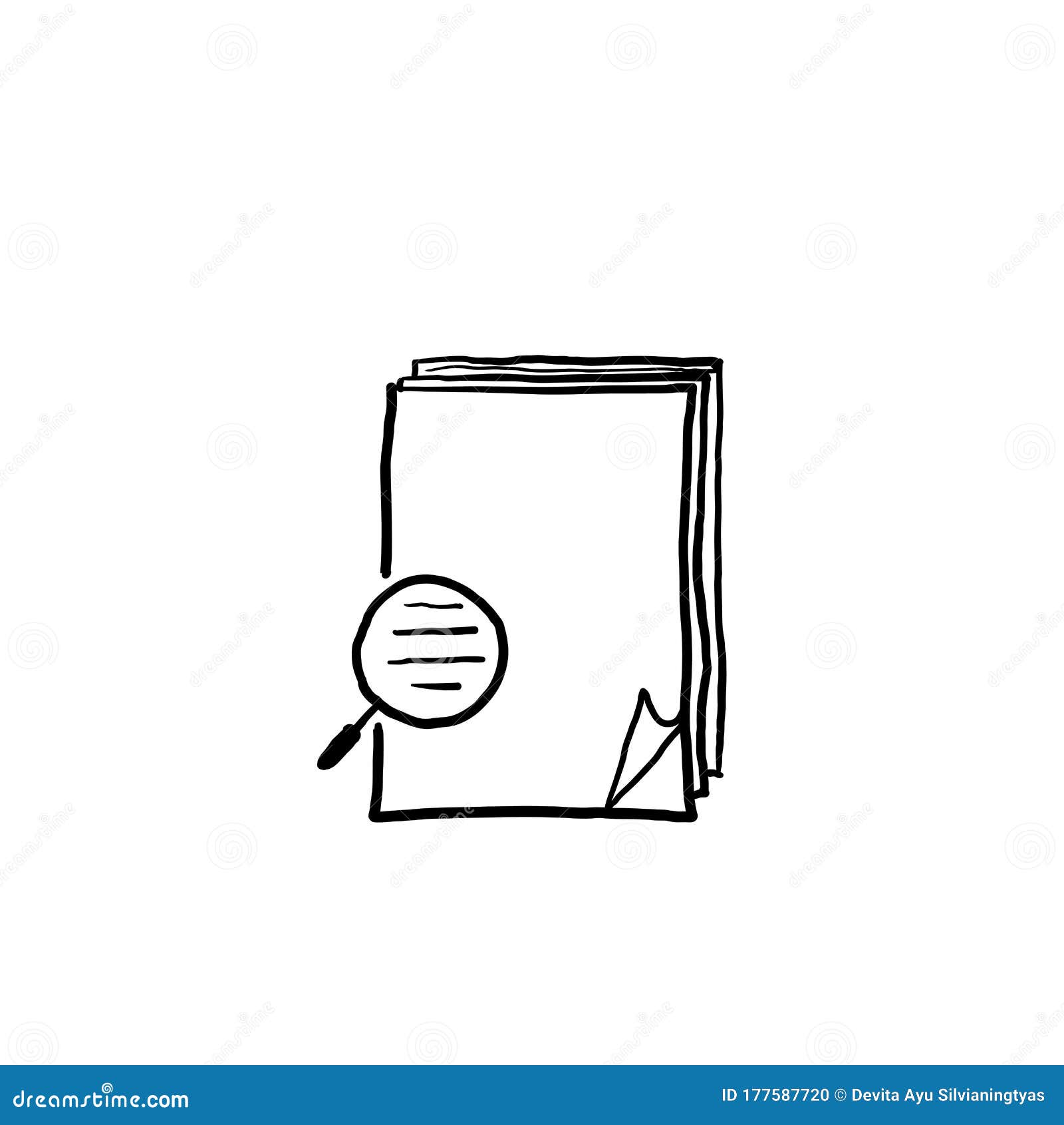 Hand Drawn Document Inspection Icon. Linear Design Symbol with Thin ...