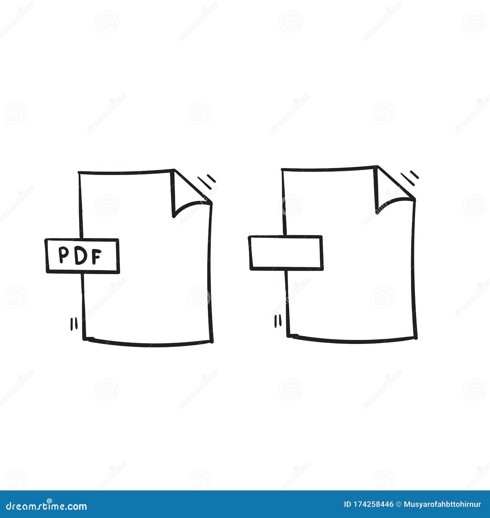 Hand Drawn Document PDF Vector Icon Isolated Background Stock Vector ...