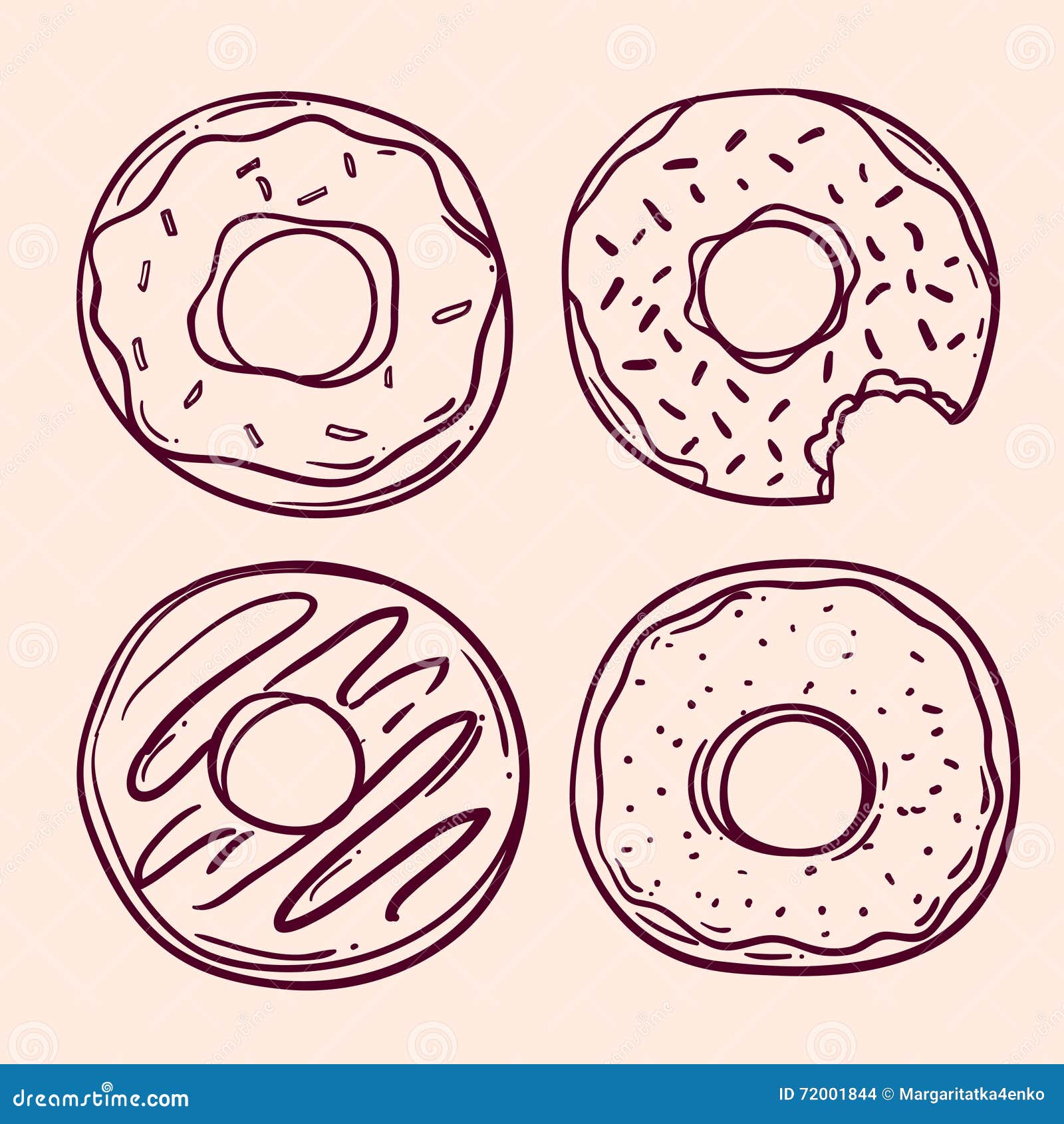 Hand drawn donut stock vector. Illustration of cake, icon - 72001844