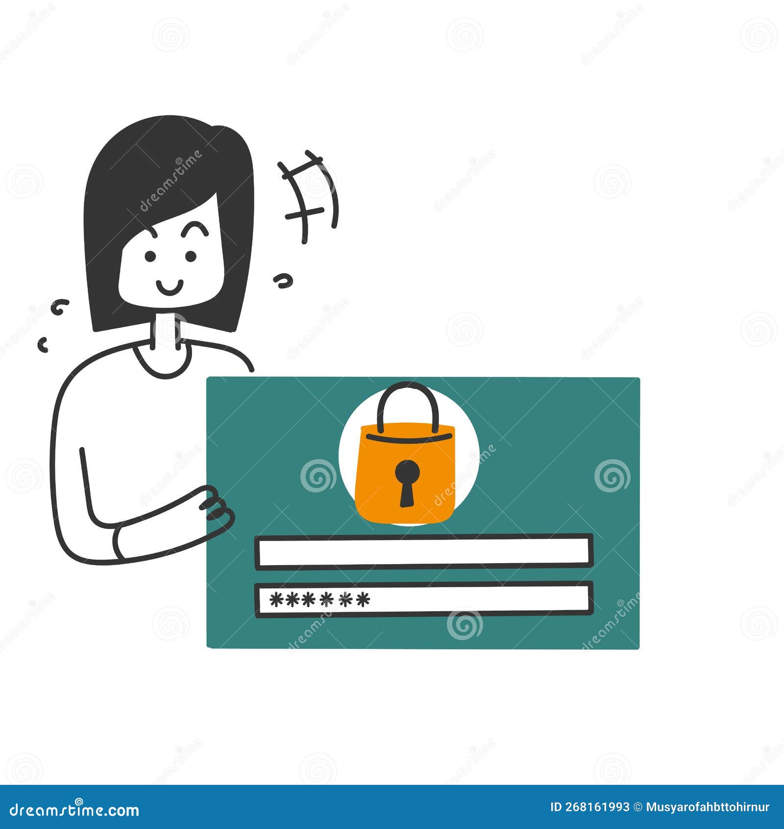 Hand Drawn Doodle Access Authentication Illustration Concept Stock ...
