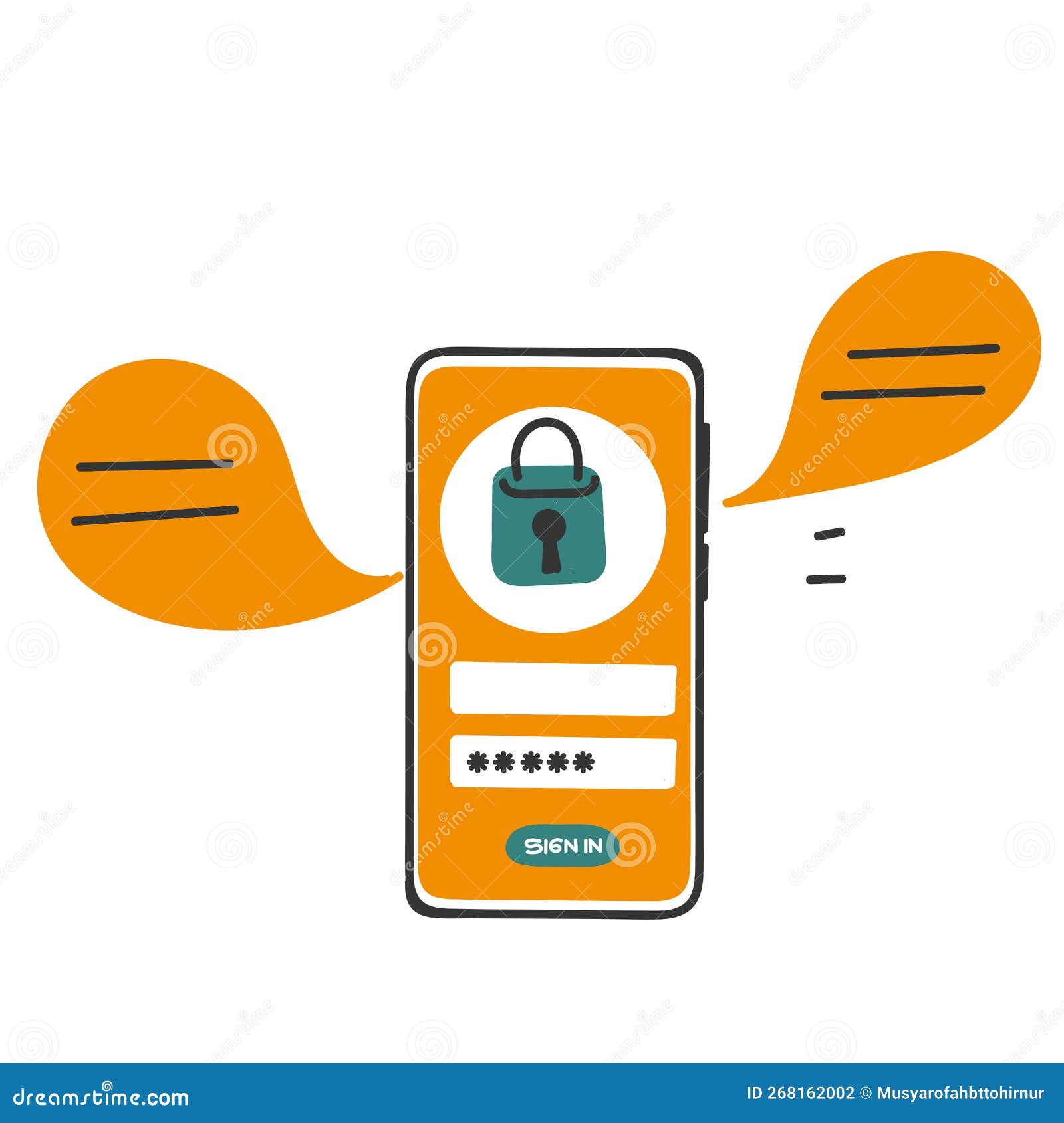 Hand Drawn Doodle Access Authentication Illustration Concept Stock ...