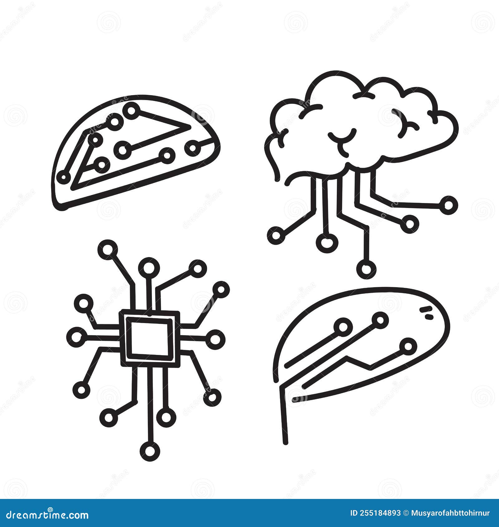 Hand Drawn Doodle Ai Brain Illustration Vector Isolated Stock Vector ...