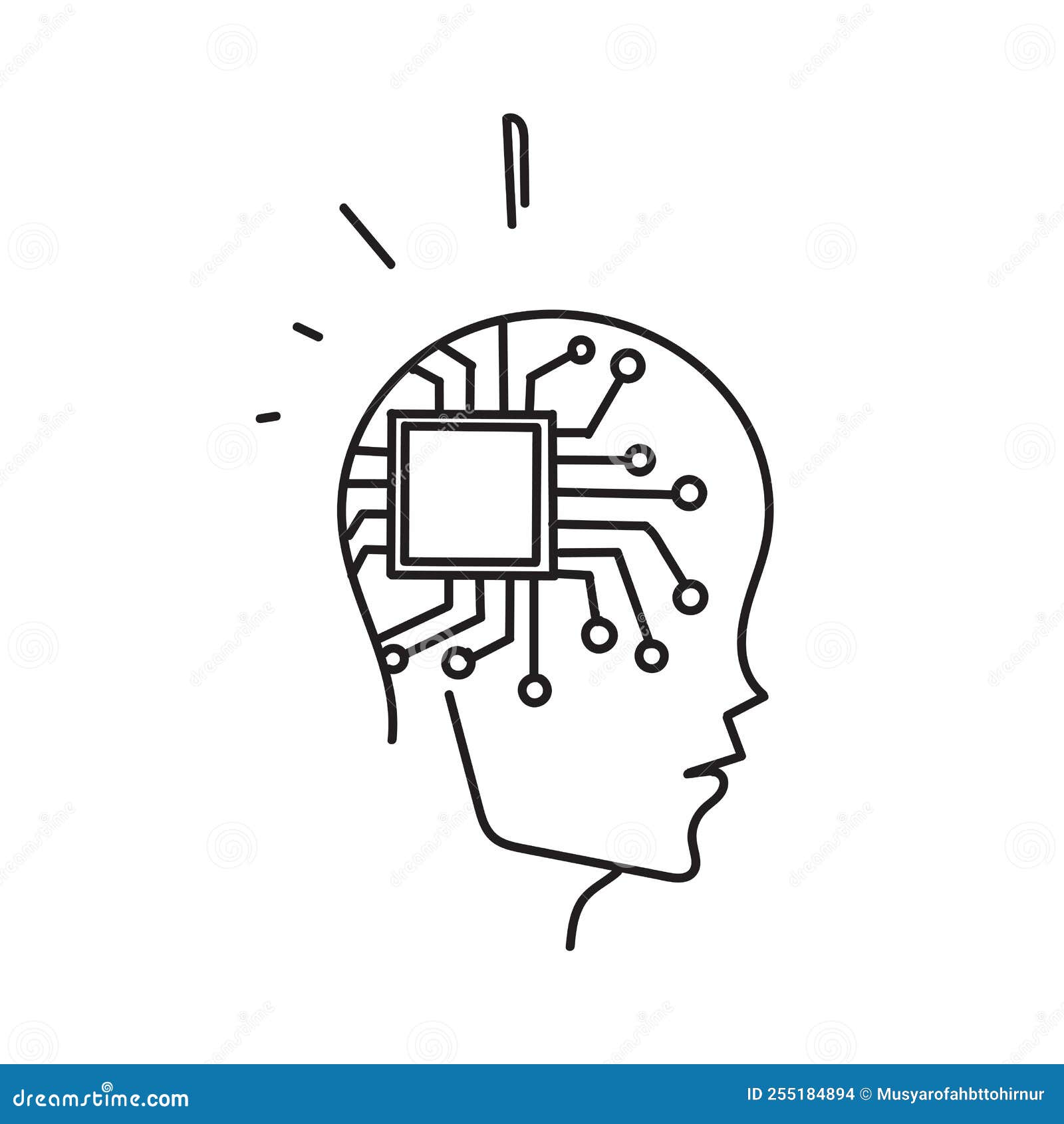 Hand Drawn Doodle Ai Brain Illustration Vector Isolated Stock Vector ...