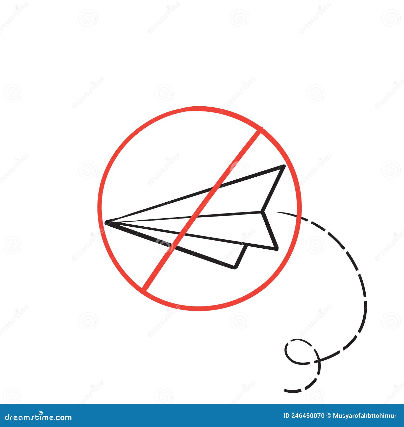 Hand Drawn Doodle Airplane with No Fly Symbol Illustration Vector ...