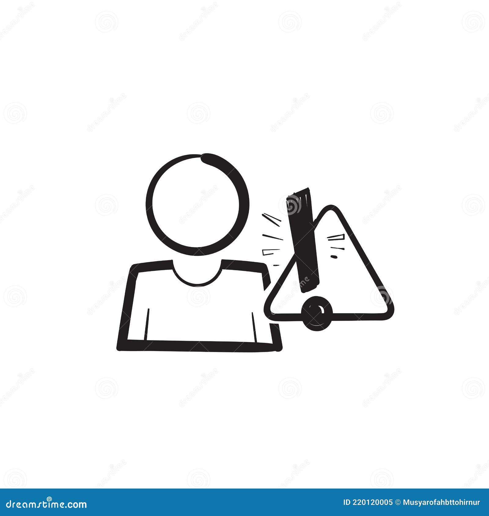 Hand Drawn Doodle Alert Risk for Man Illustration Vector Isolated Stock ...